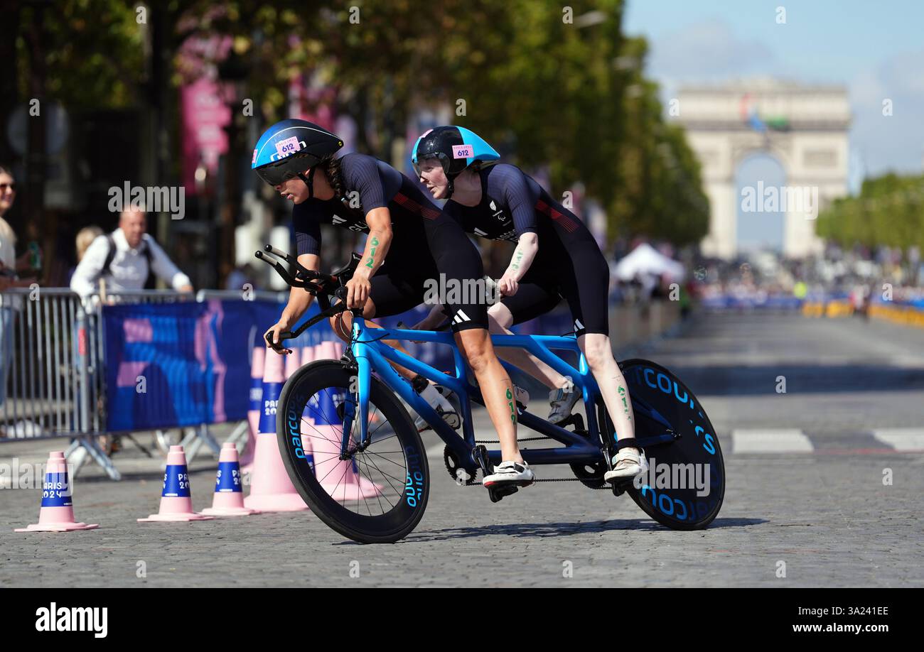 Great Britain's Alison Peasgood and guide Brooke Gillies during the ...
