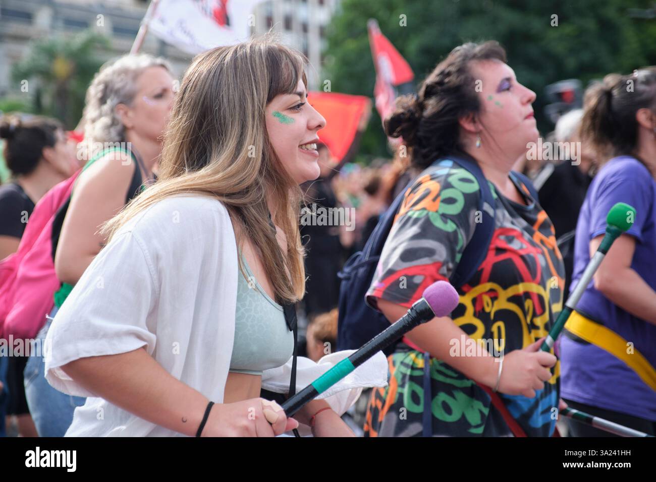 Buenos Aires, Argentina; March 8, 2025: international feminist strike ...