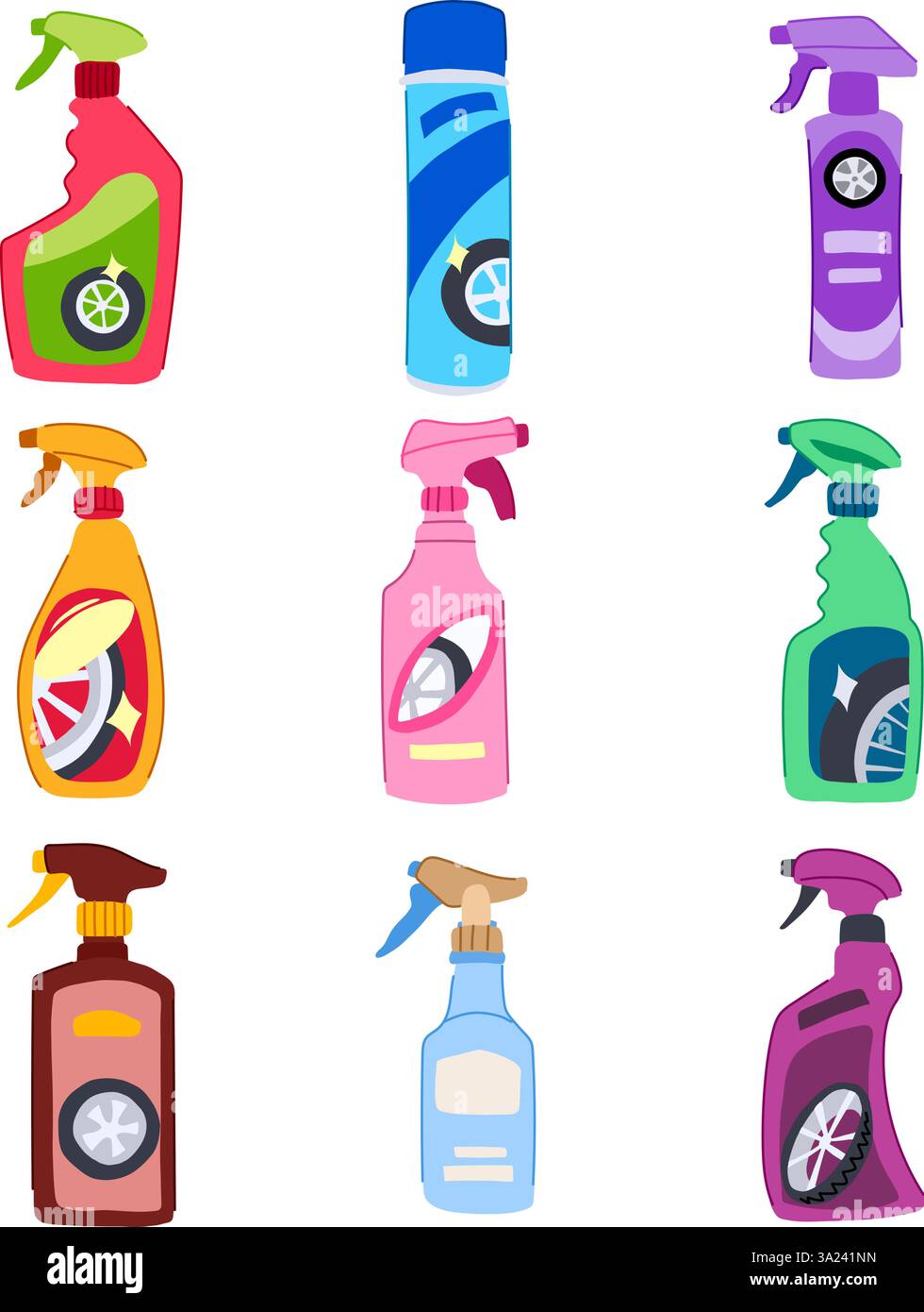 wheel cleaner set cartoon vector illustration Stock Vector Image & Art ...