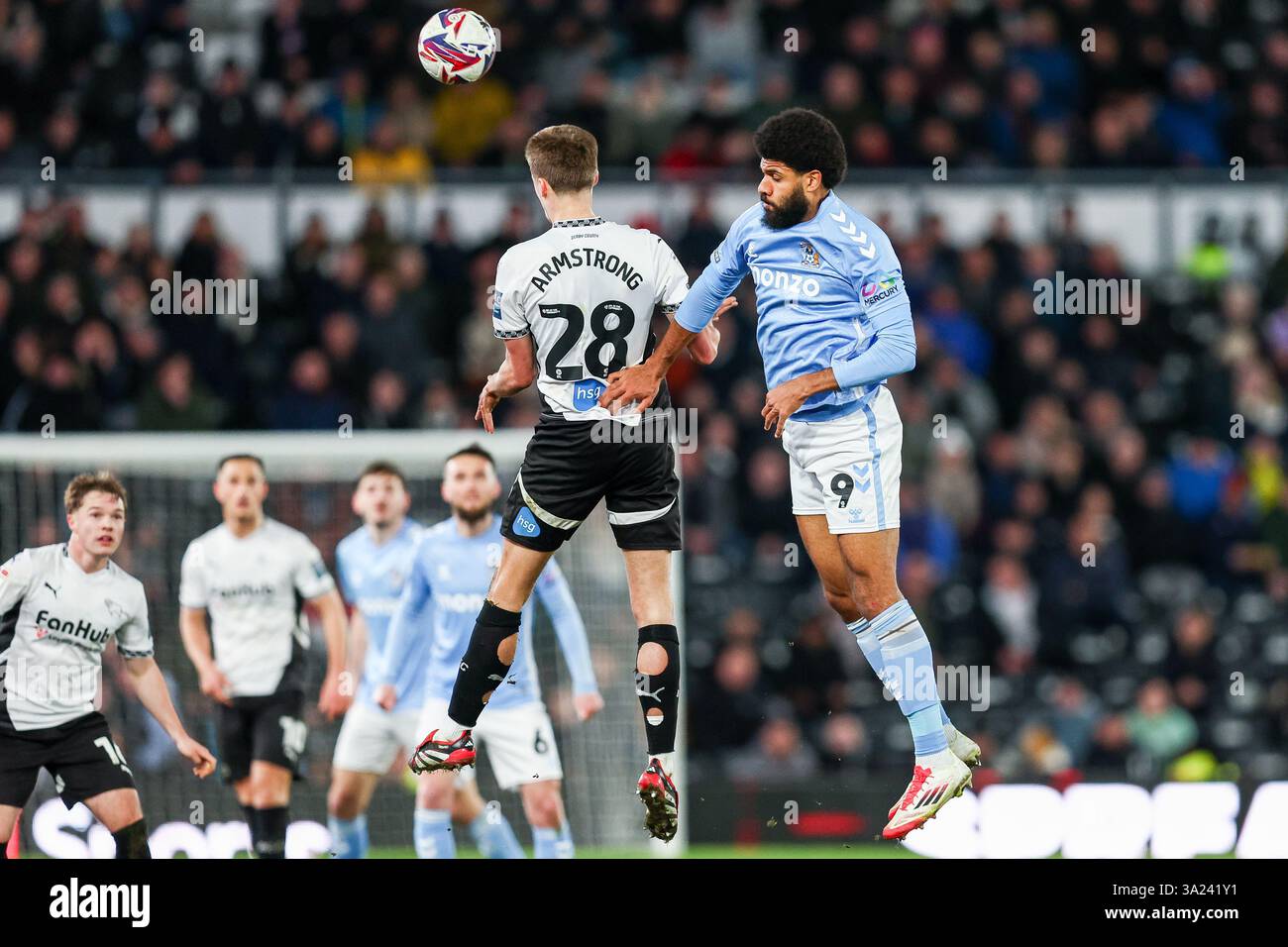 #28, Harrison Armstrong of Derby County & #9, Ellis Simms of Coventry ...