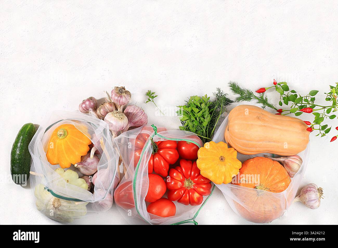 Healthy natural food in eco bag, healthy lifestyle concept, zero waste ...