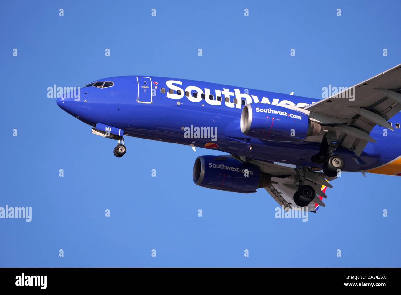 A Southwest Airlines jet lands at St. Louis Lambert International ...