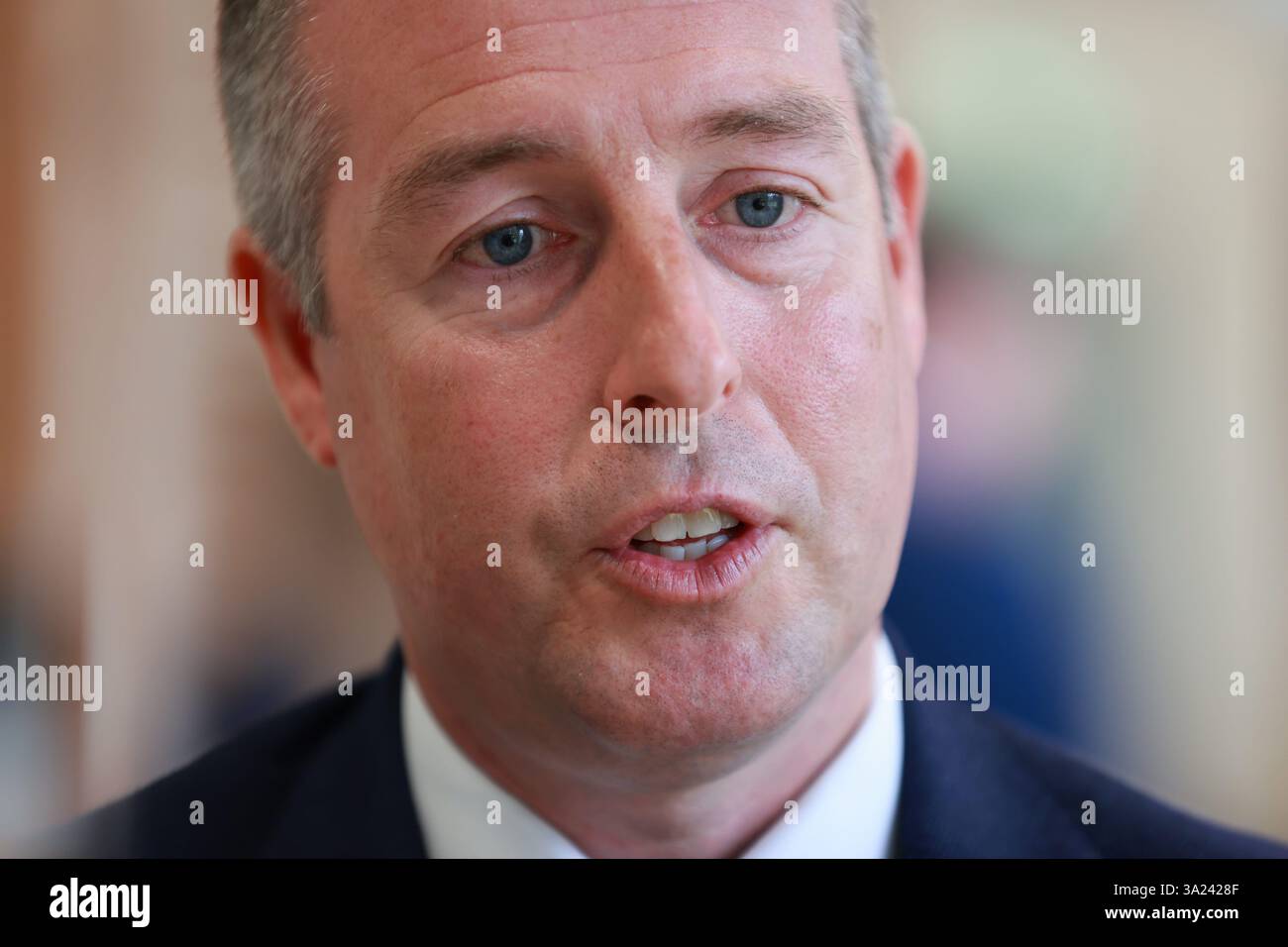 Education Minister Paul Givan during a visit to St Columbanus' College, Bangor, to launch new ...