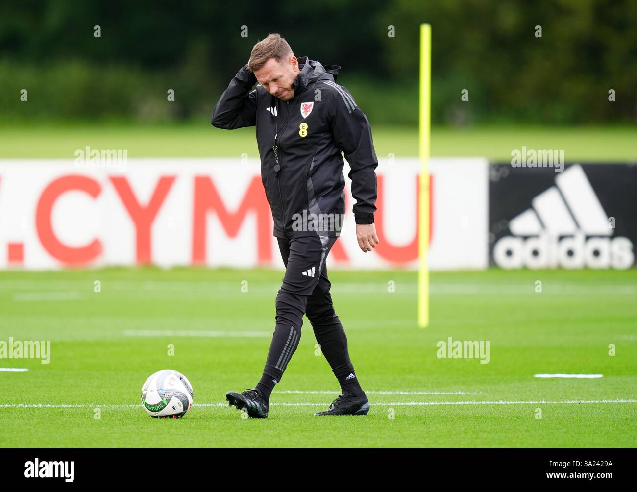 Wales manager Craig Bellamy during the training session at the Vale ...