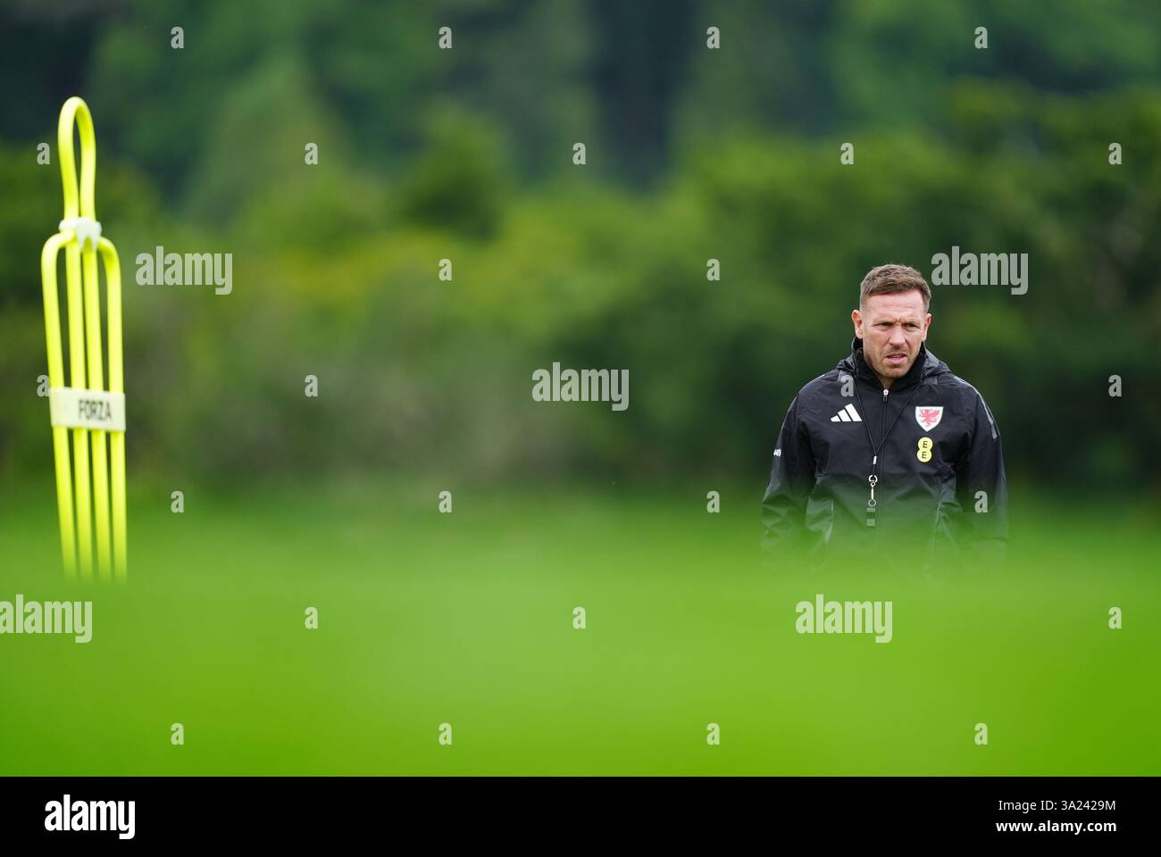 Wales manager Craig Bellamy during the training session at the Vale ...