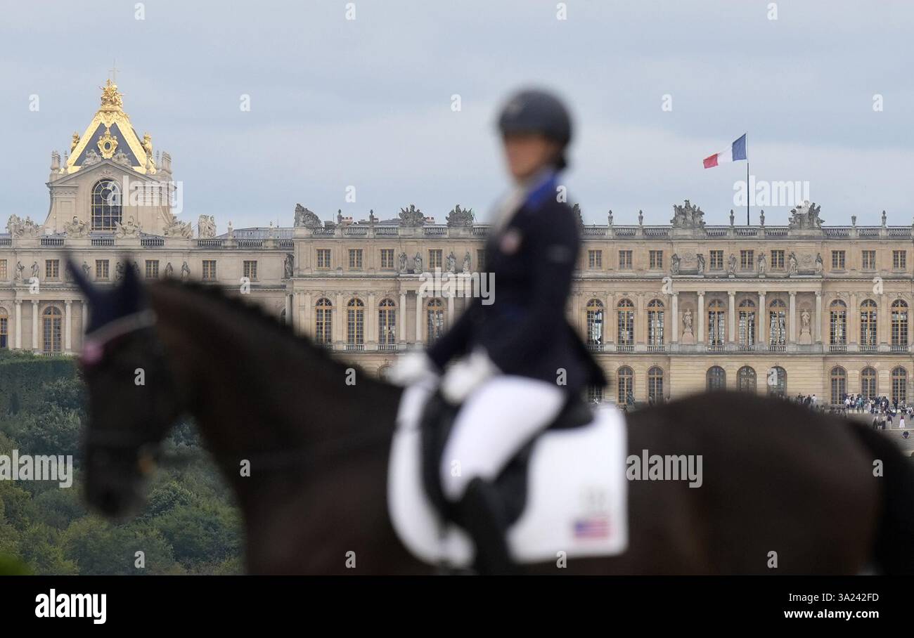 A view of the Palace of Versailles as USA's Roxanne Trunnell riding Fan ...