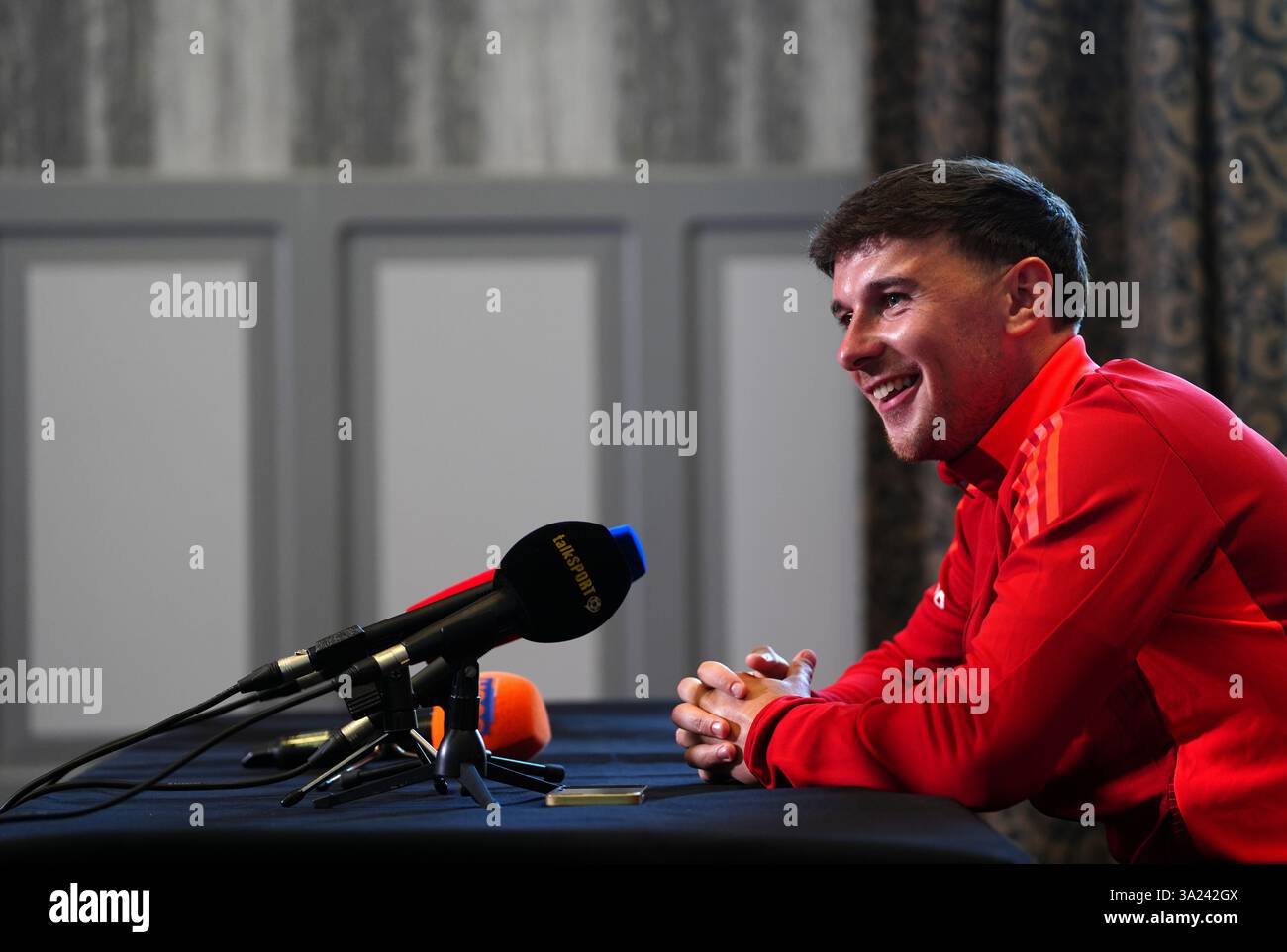 Wales' Mark Harris during a press conference at the Vale Resort, Hensol ...