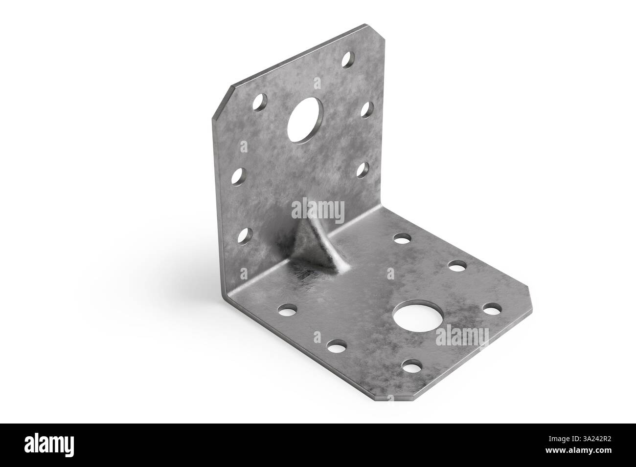 Metal angle corner connector with holes. Steel construction, zinc ...