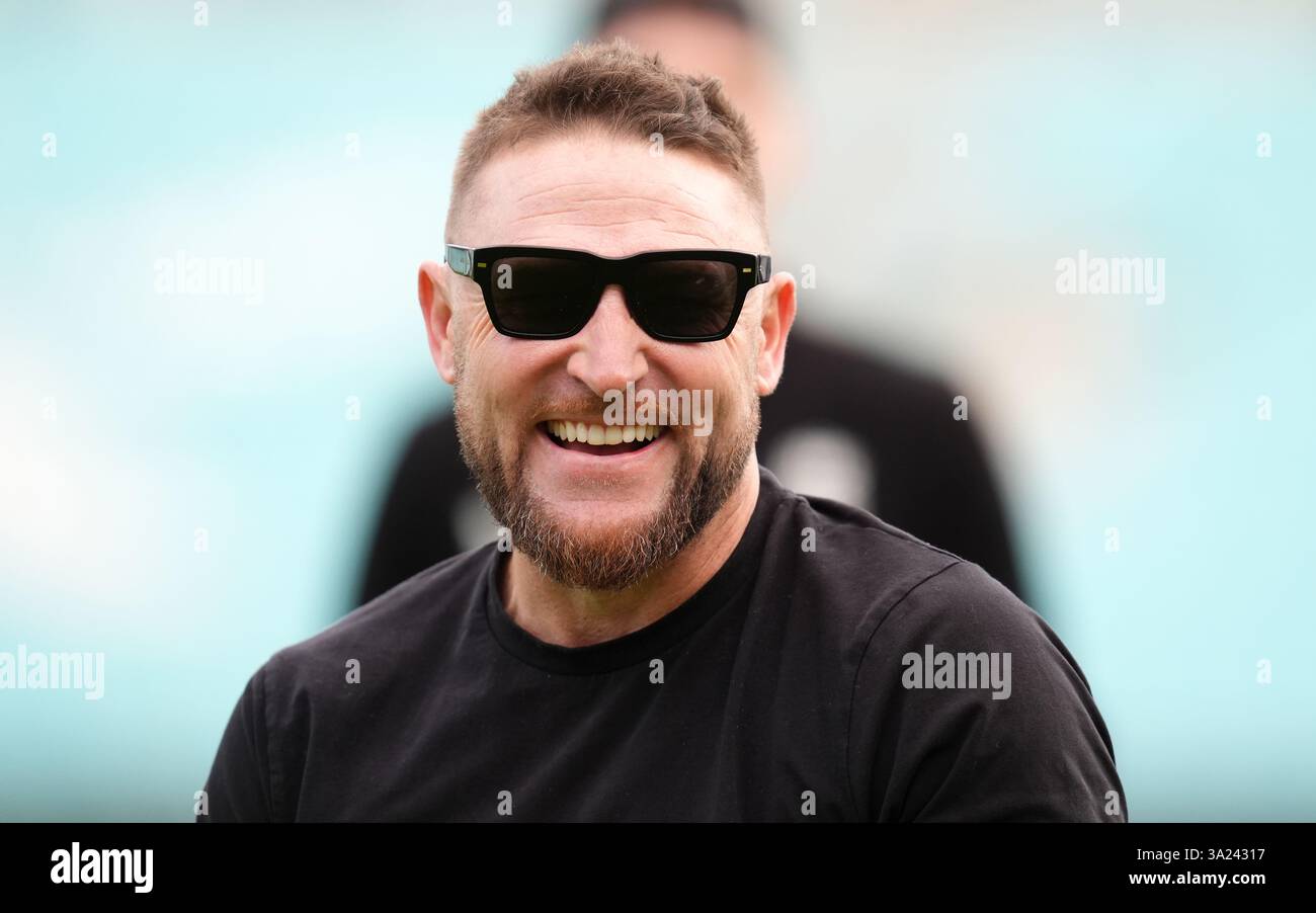 England coach Brendon McCullum during a nets session at The Kia Oval ...