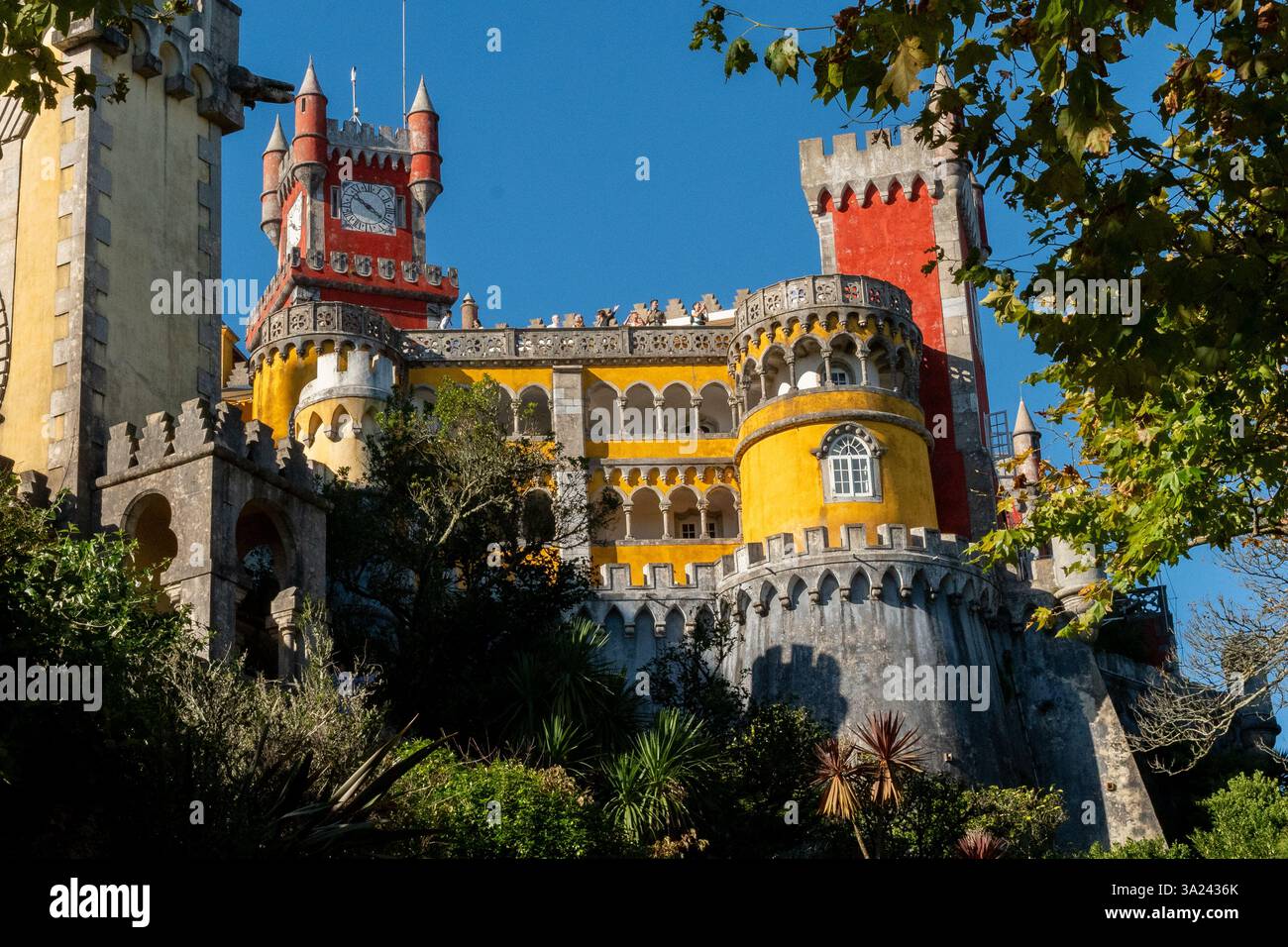 Sintra, Portugal - The Ornate towers and walls of the Palace of Pena a ...