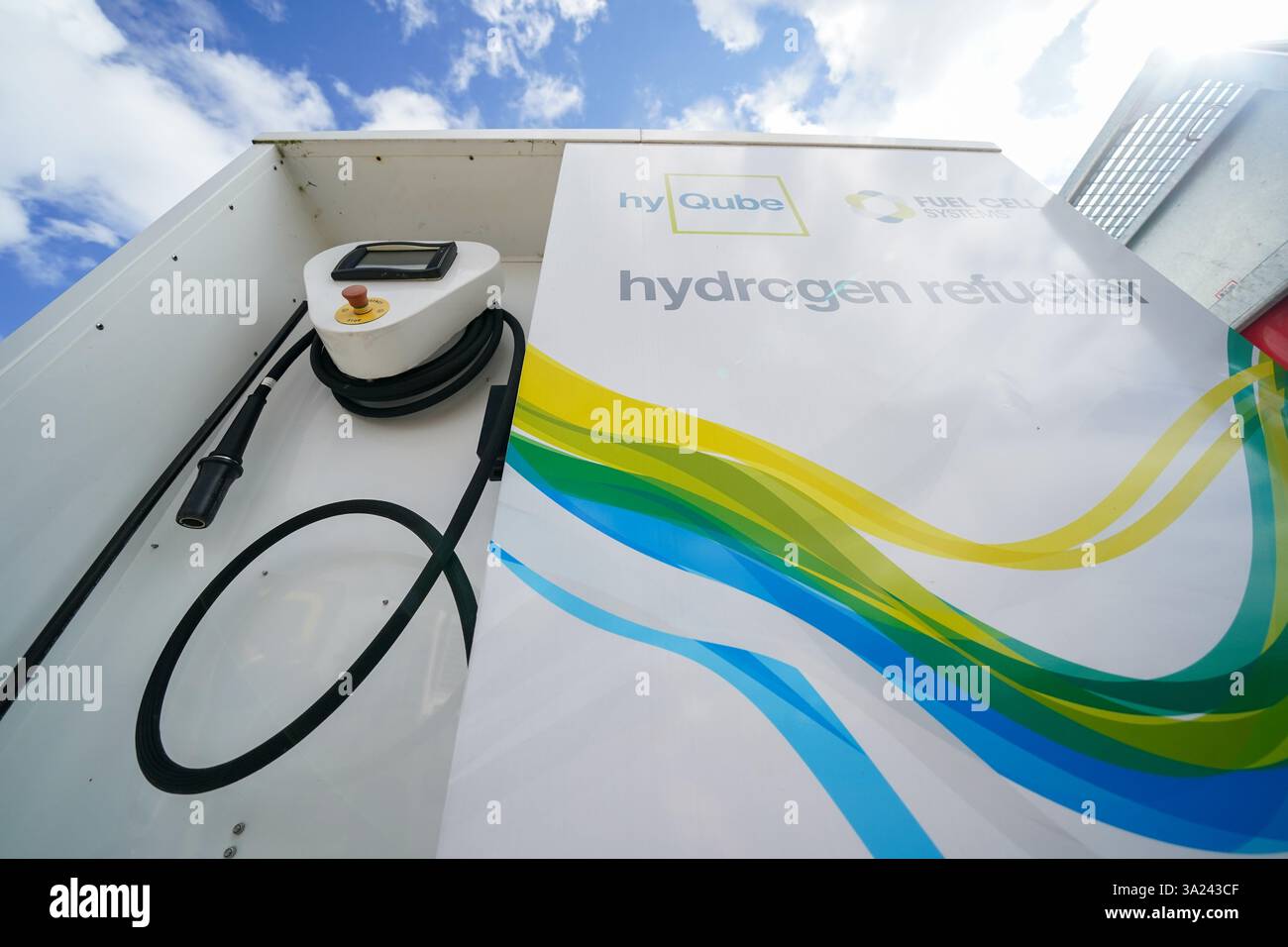 A hydrogen refueller on display during a sustainability event at the ...