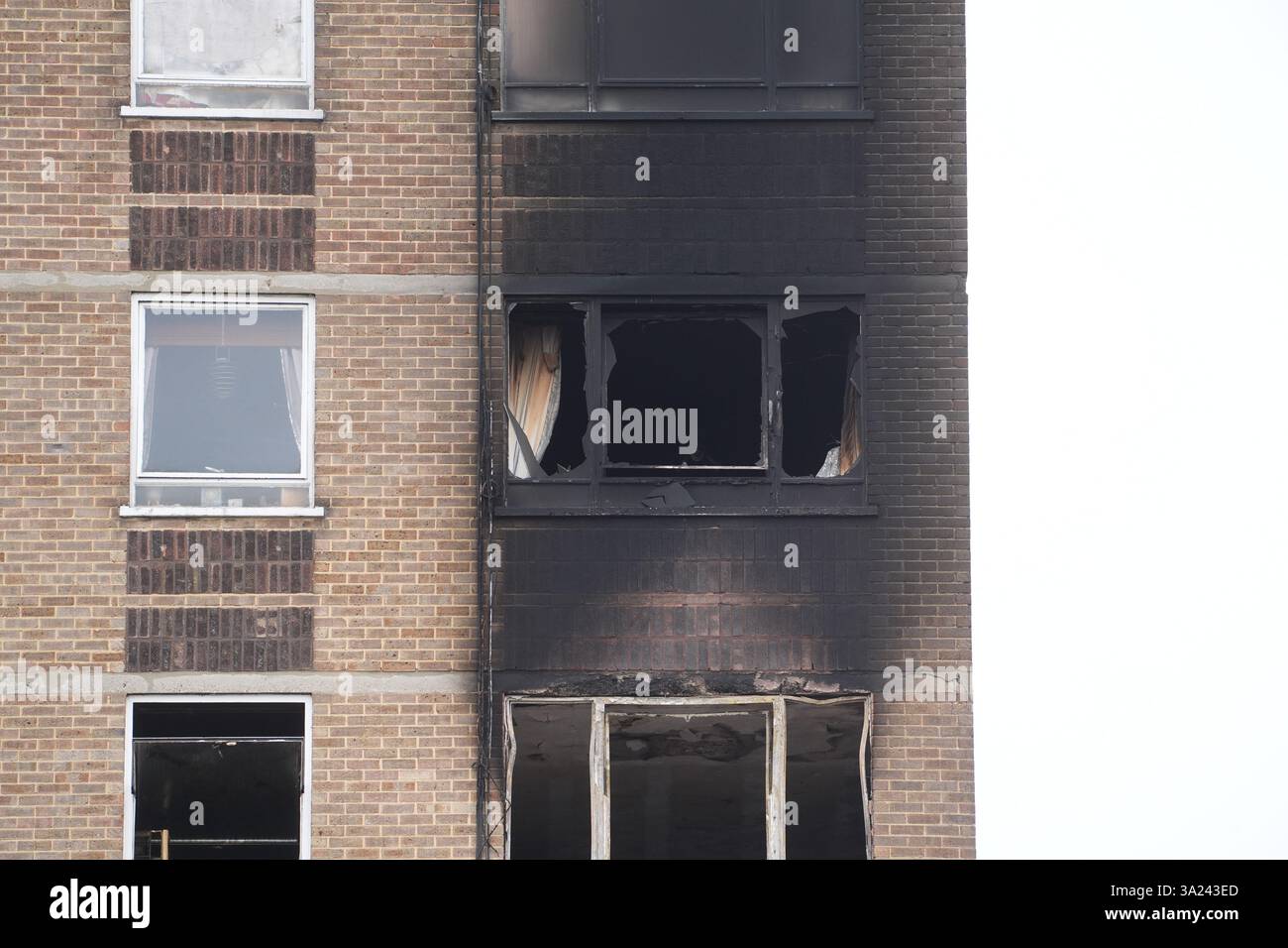 The scene following a fire in a tower block in Catford, south-east ...