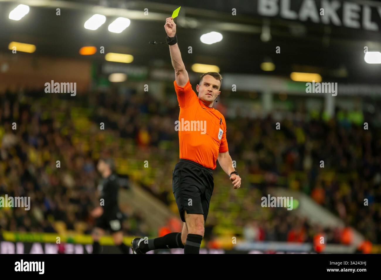 Referee Benjamin Speedie gives a yellow card during the Sky Bet ...