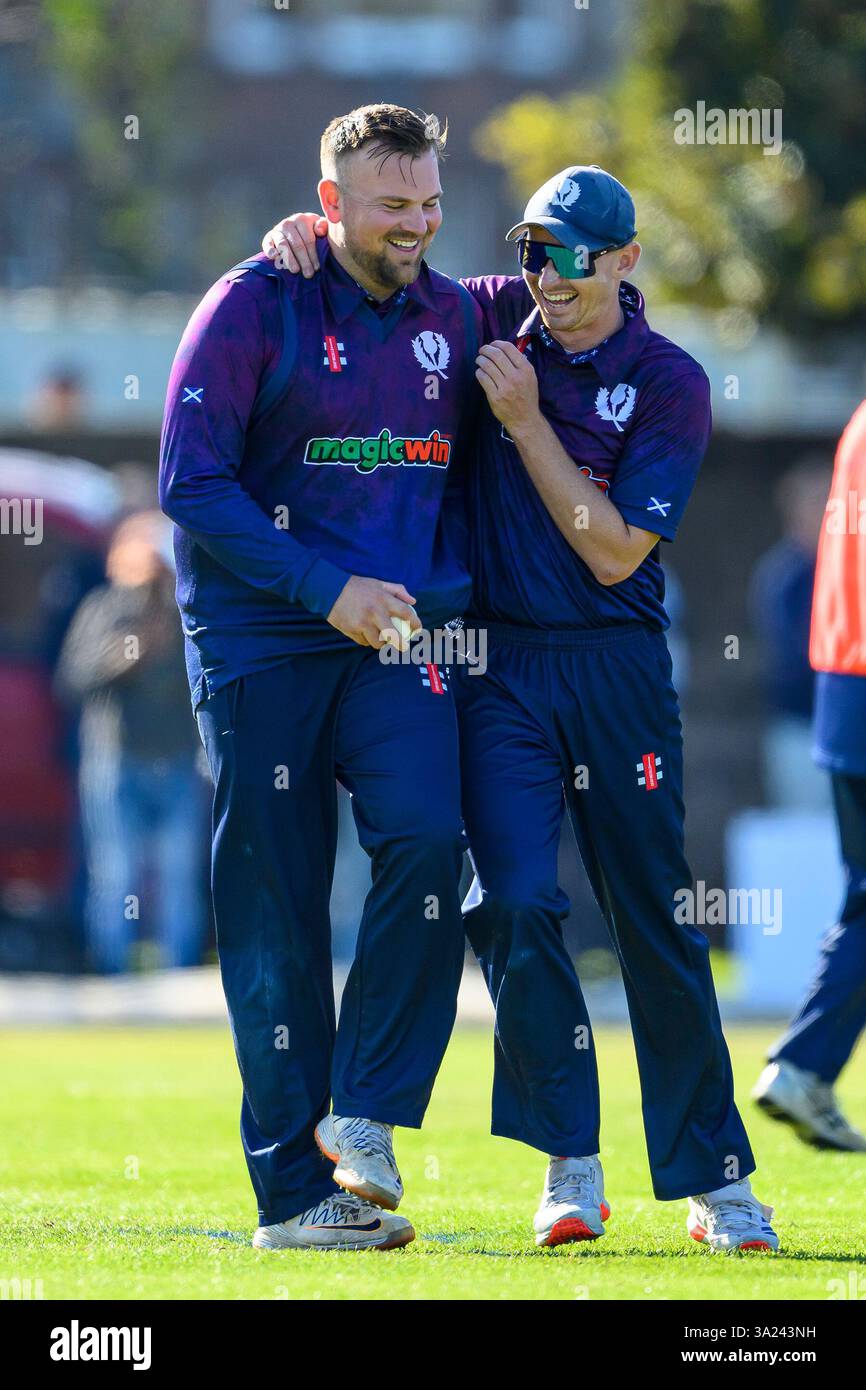 Scotland's Mark Watt (left) is congratulated by Branden McMullen after ...