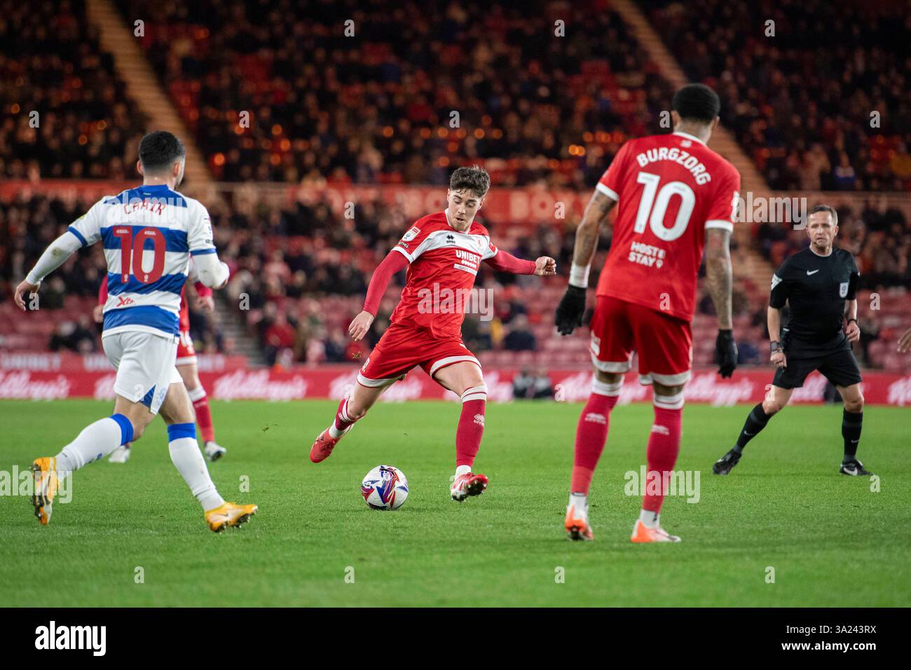 Middlesbrough's Hayden Hackney shoots on goal during the Sky Bet ...