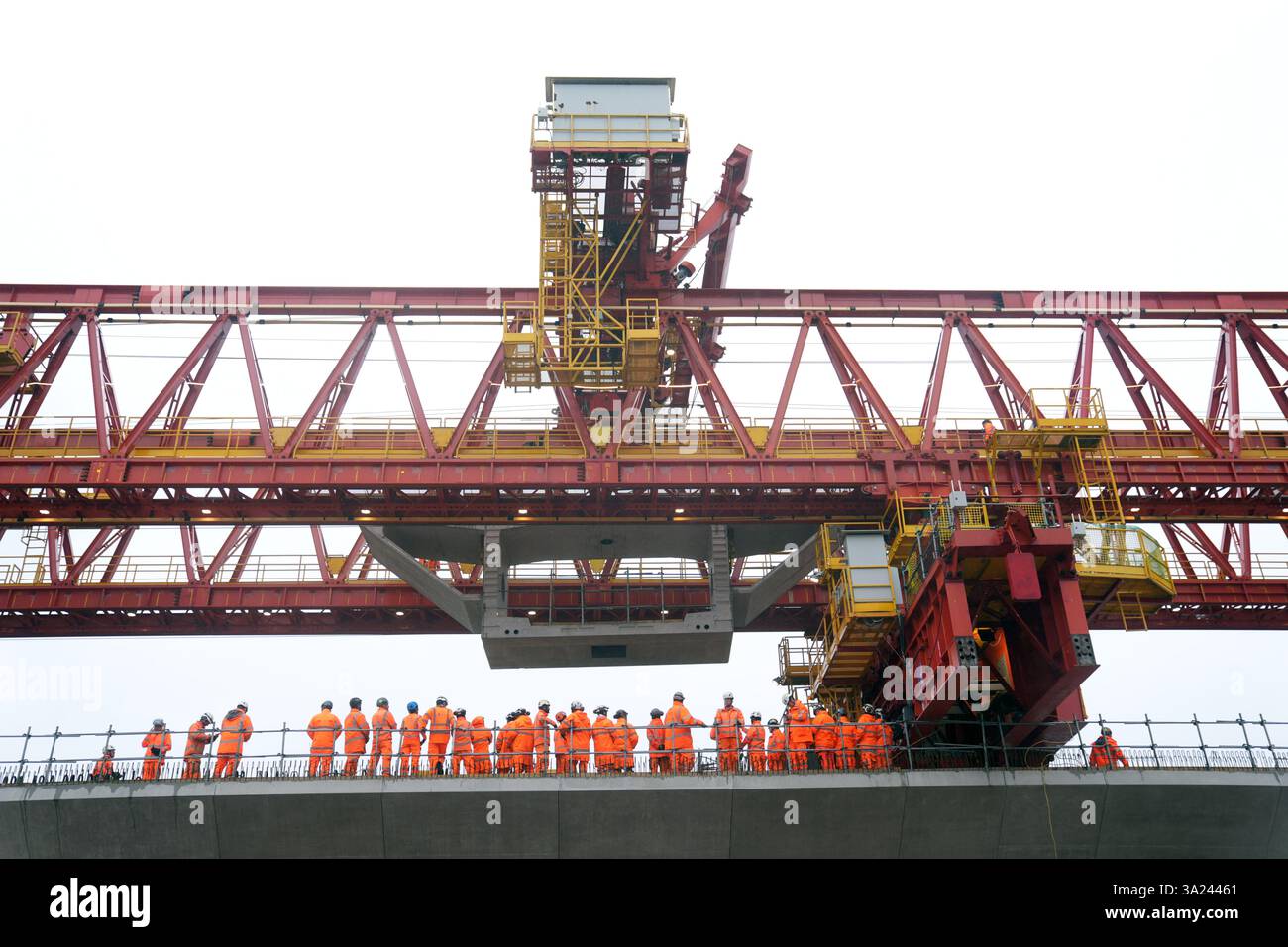The final deck segment of HS2's 2.1-mile long viaduct crossing the ...