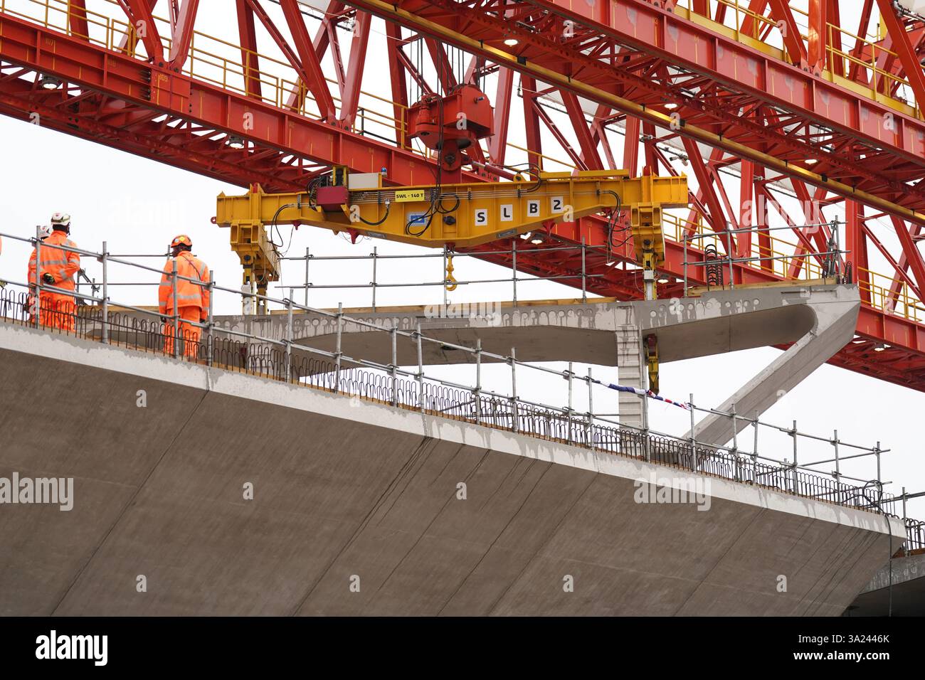 The final deck segment of HS2's 2.1-mile long viaduct crossing the ...