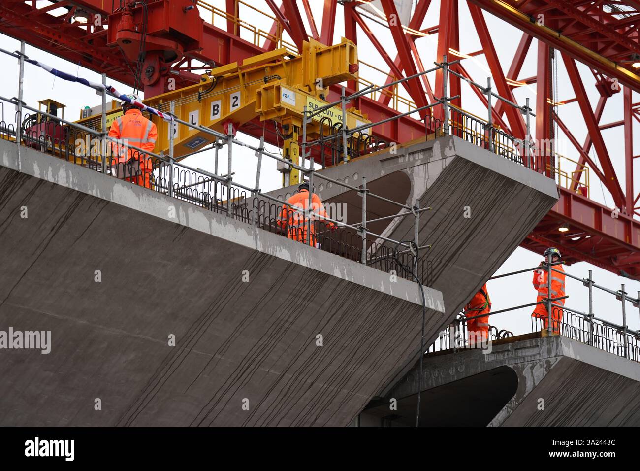 The final deck segment of HS2's 2.1-mile long viaduct crossing the ...