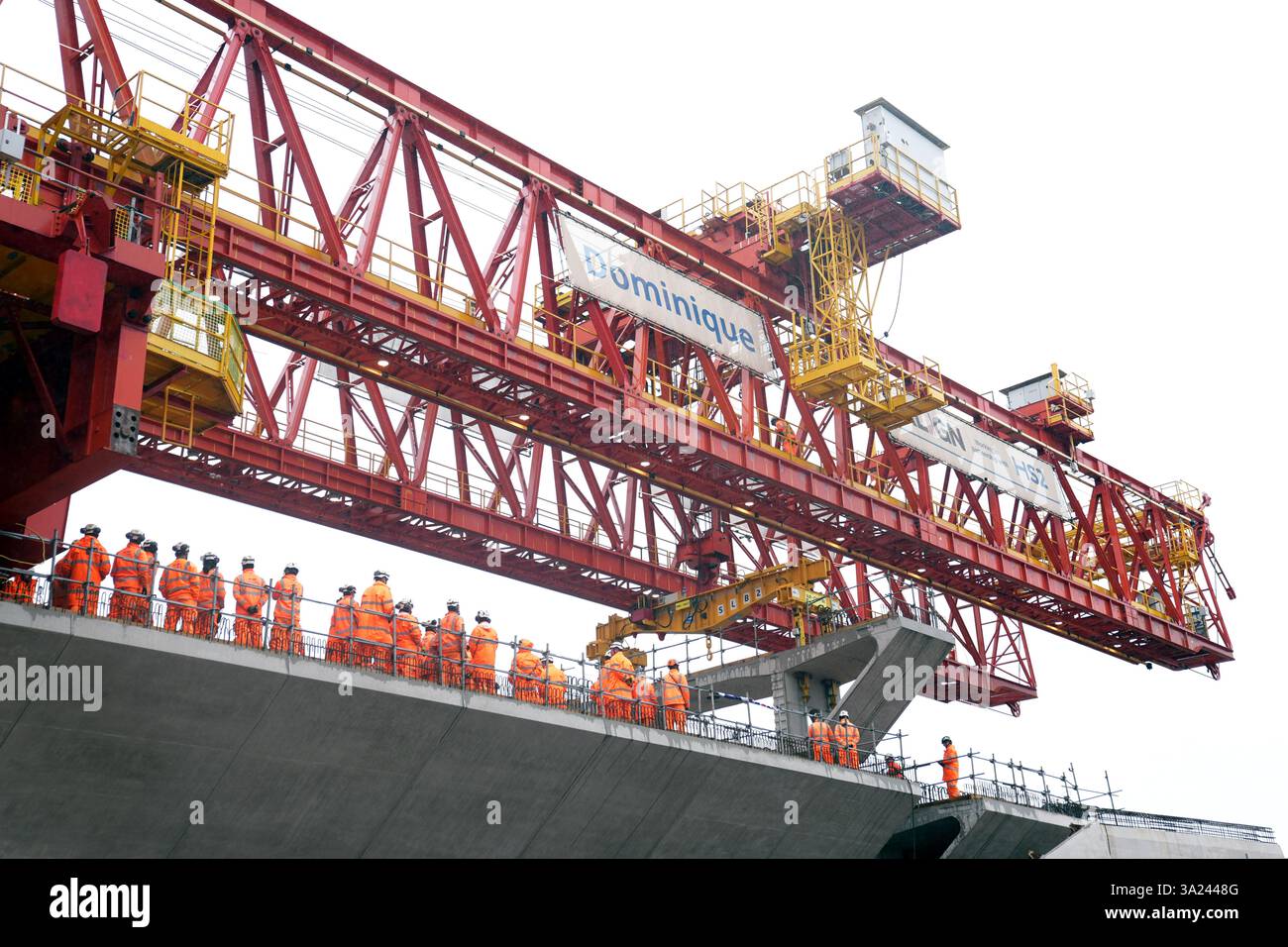 The final deck segment of HS2's 2.1-mile long viaduct crossing the ...