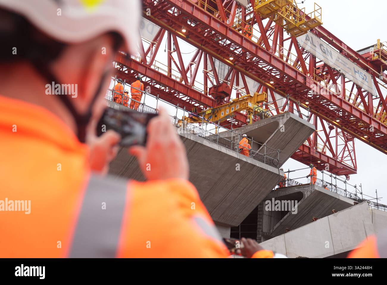 The final deck segment of HS2's 2.1-mile long viaduct crossing the ...