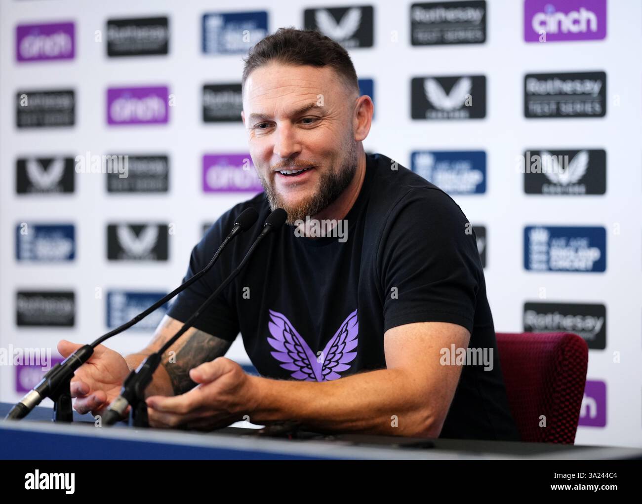 England head coach Brendon McCullum during a press conference at The ...