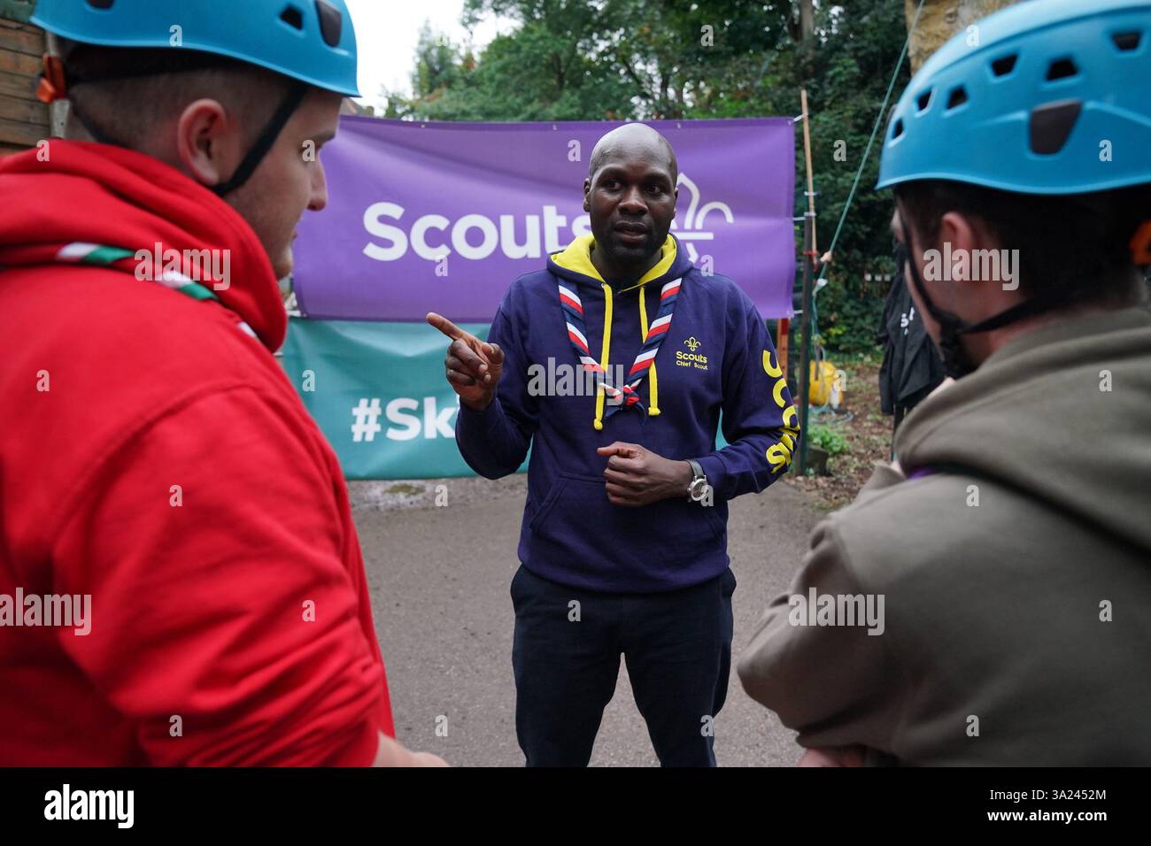 The new Chief Scout, Dwayne Fields, speaks to the scouts at the scout park. Mr Fields has been ...