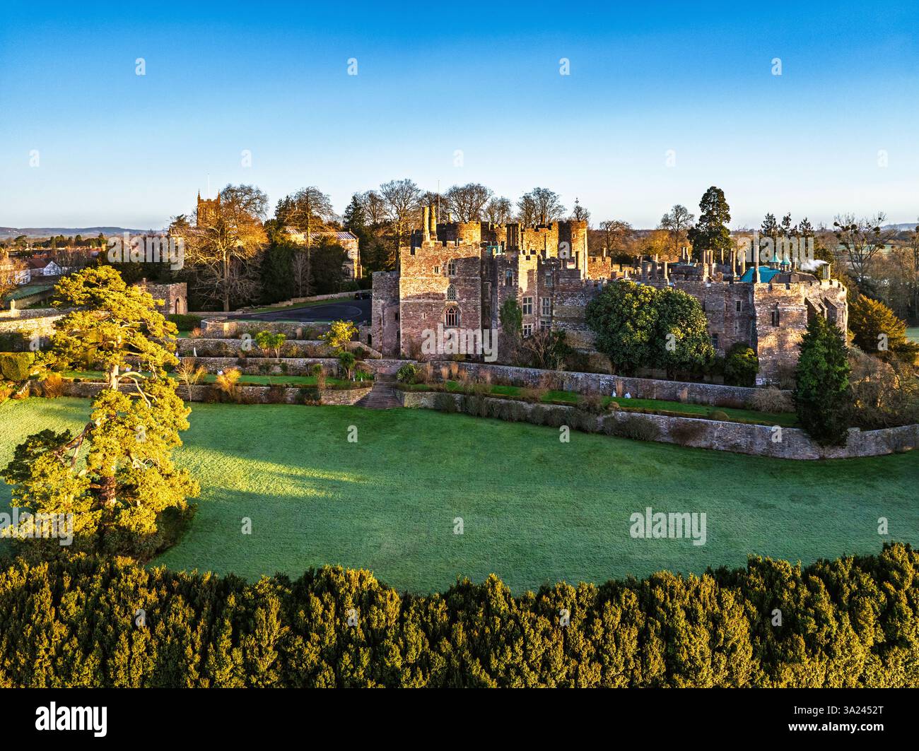 Berkeley Castle from a drone, Berkeley, Cotswolds, Gloucestershire ...