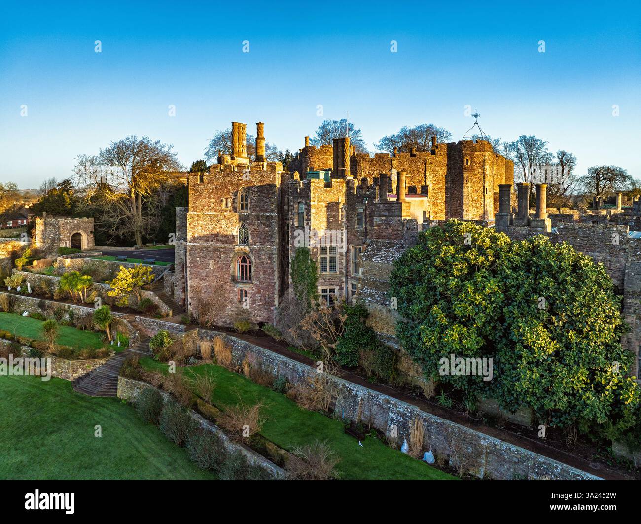 Berkeley Castle from a drone, Berkeley, Cotswolds, Gloucestershire ...