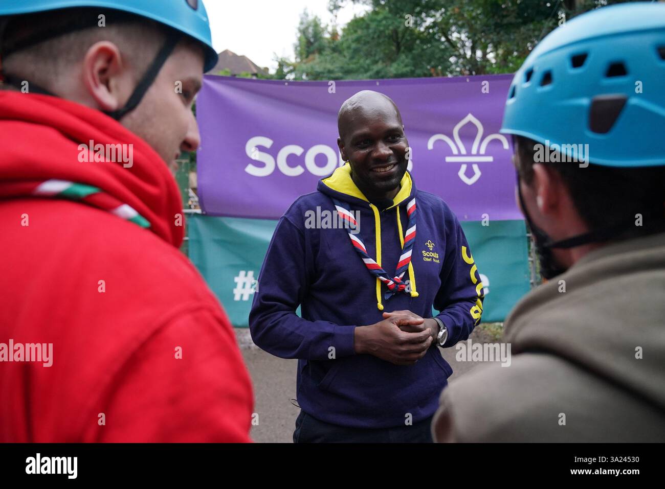 The new Chief Scout, Dwayne Fields, speaks to the scouts at the scout park. Mr Fields has been ...