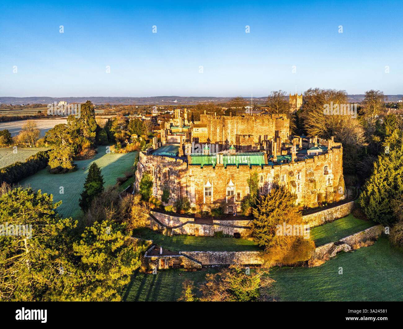 Berkeley Castle from a drone, Berkeley, Cotswolds, Gloucestershire ...