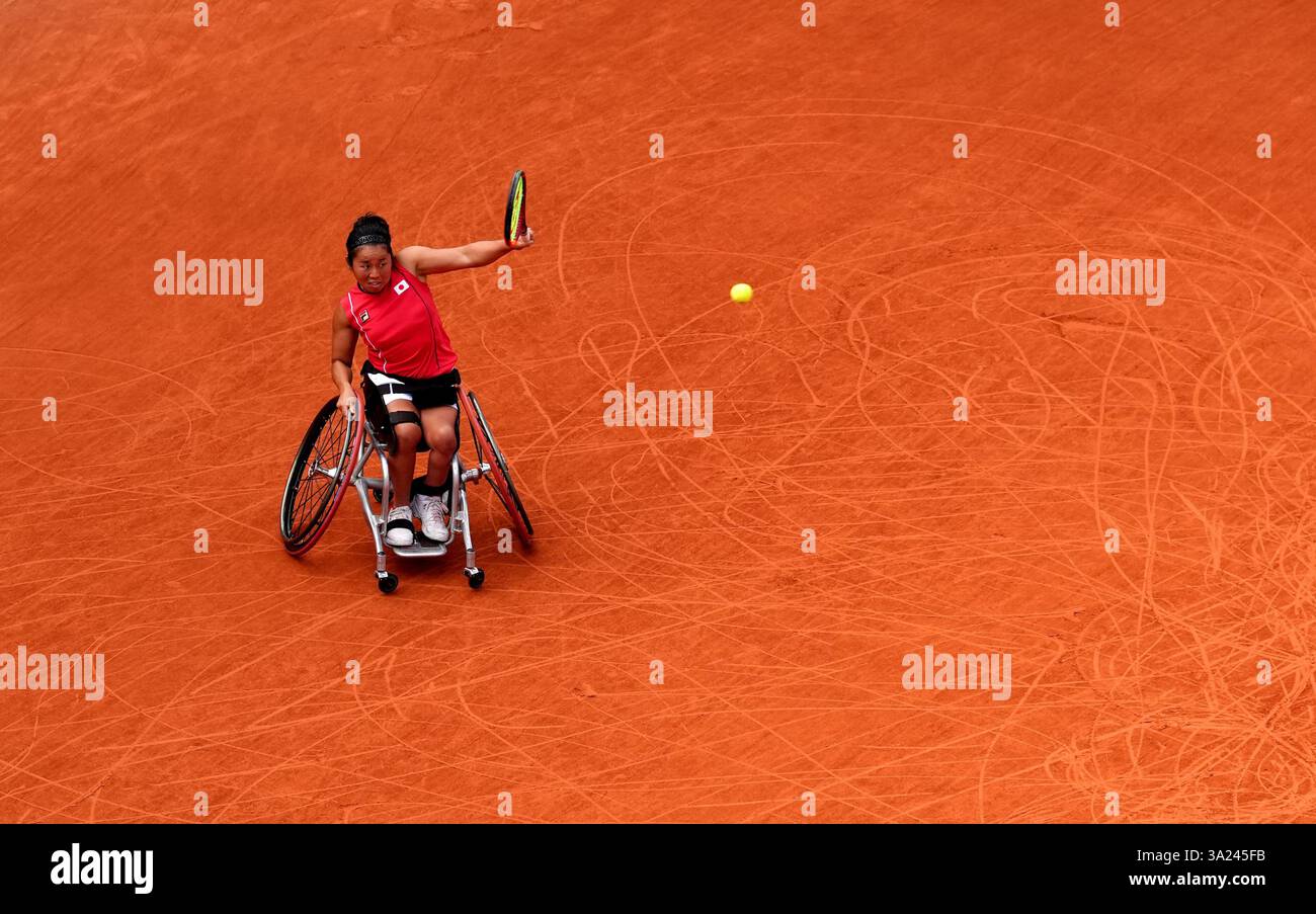 Japan's Yui Kamiji in action against Diede de Groot of the Netherlands ...