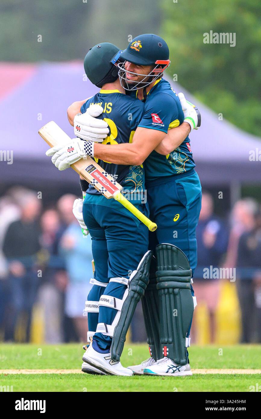 Australia's Josh Inglis (left) is congratulated by Marcus Stoinis on ...