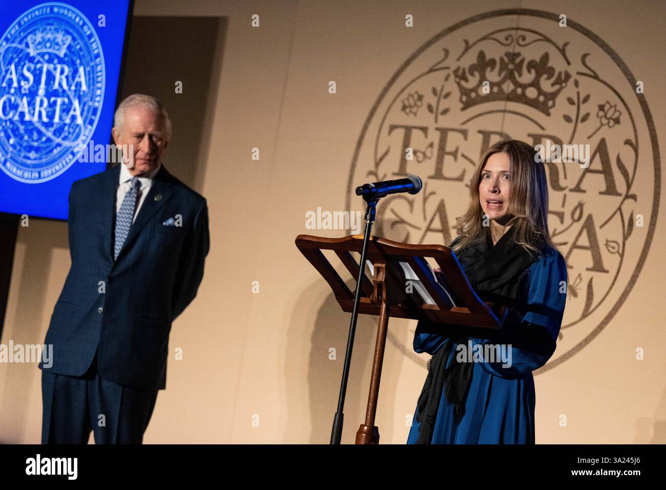 EDITORIAL USE ONLY King Charles III listening to SMI chief executive ...