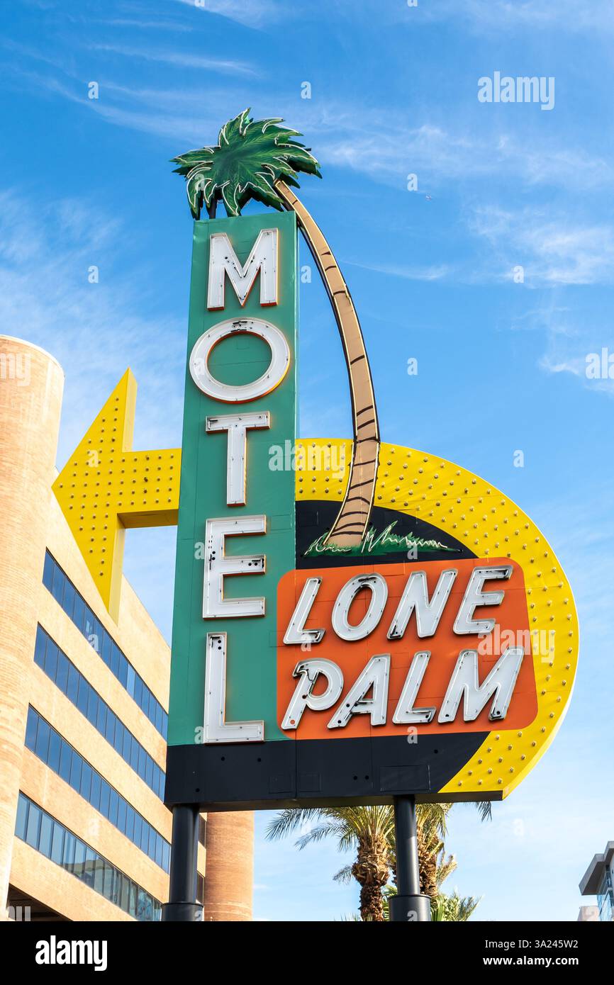 las Vegas, Nevada, USA - March 2nd 2025 - Vintage neon sign for the ...