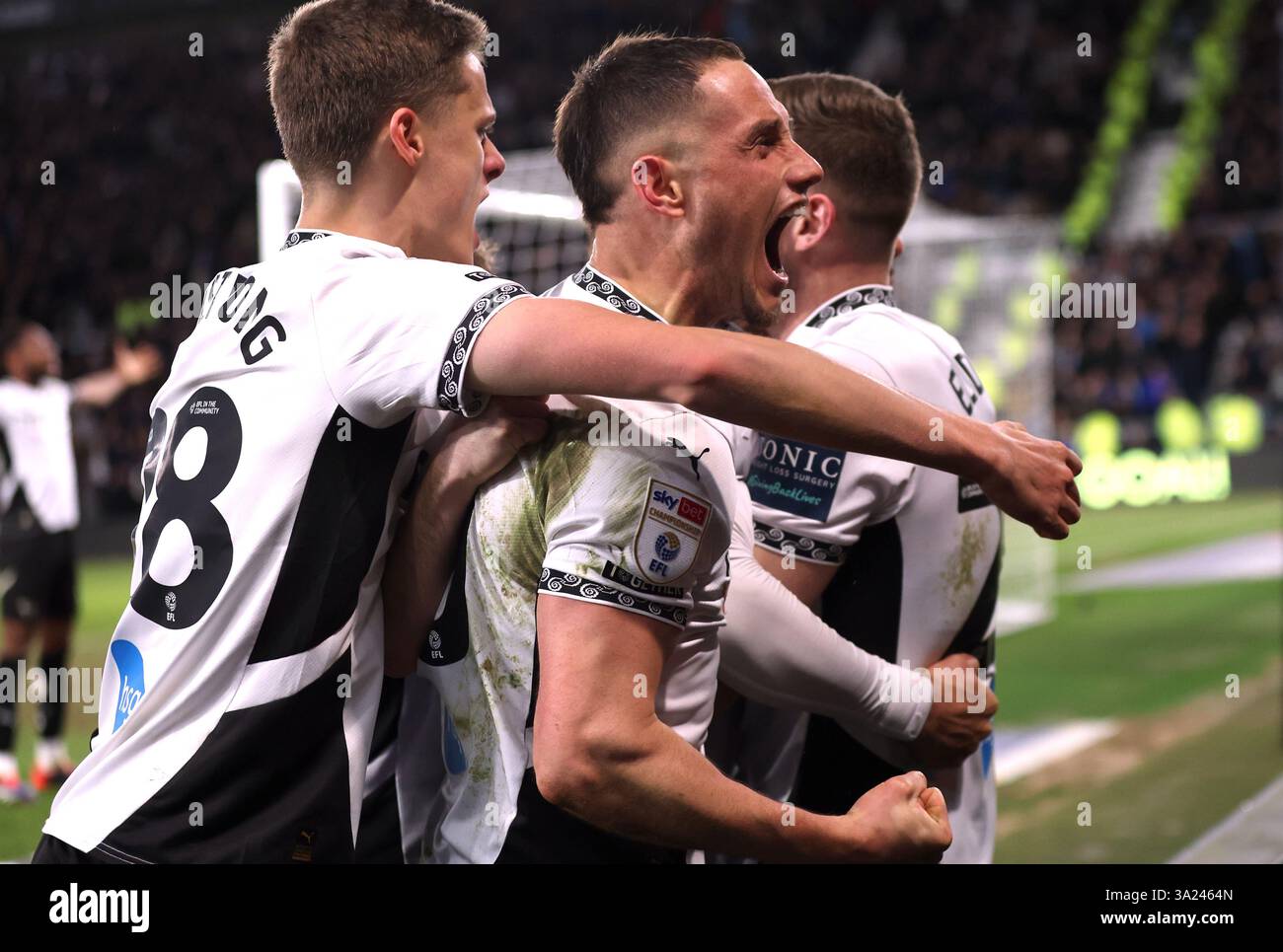 Derby County's Jerry Yates celebrates their side's second goal of the ...