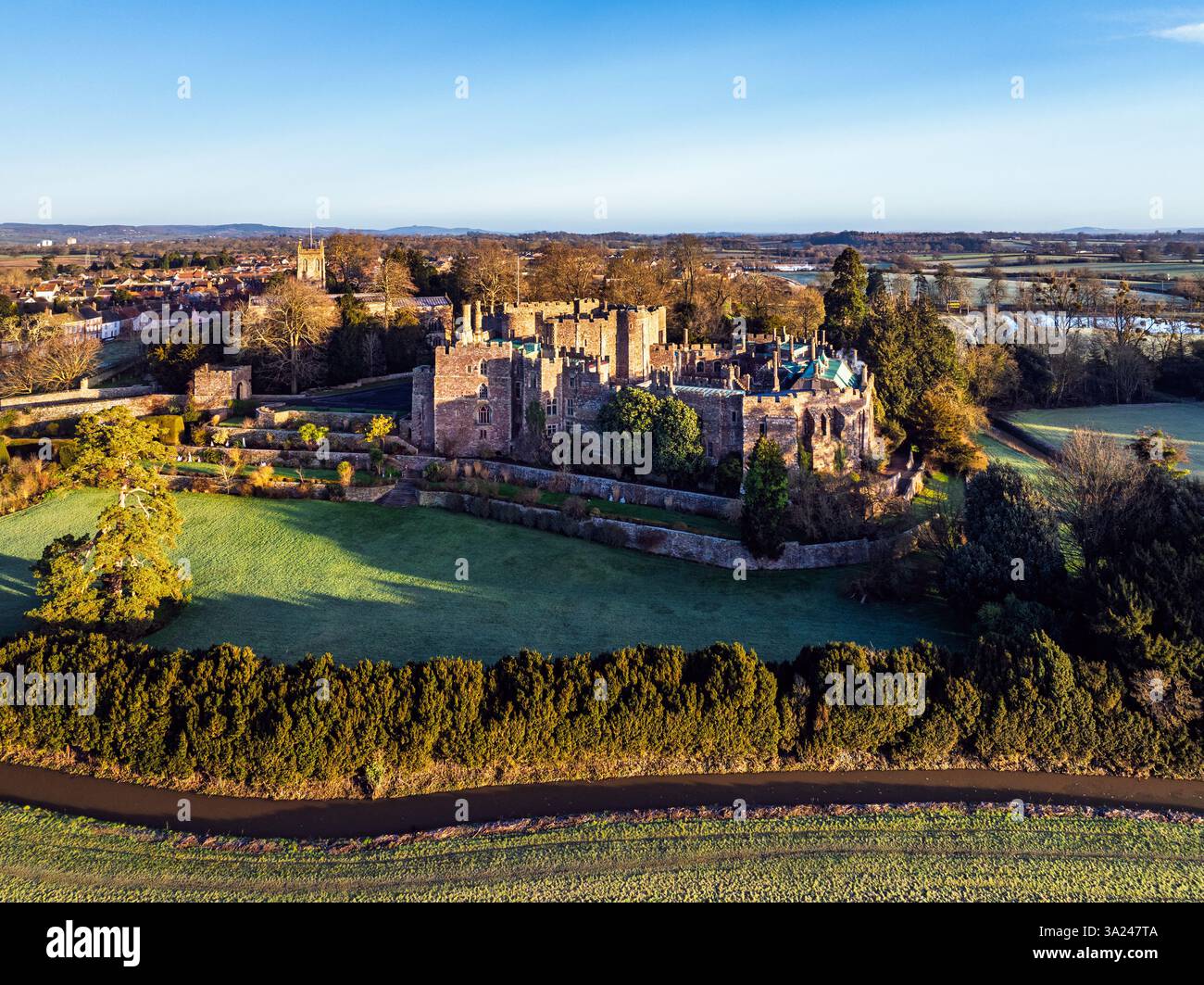 Berkeley Castle from a drone, Berkeley, Cotswolds, Gloucestershire ...