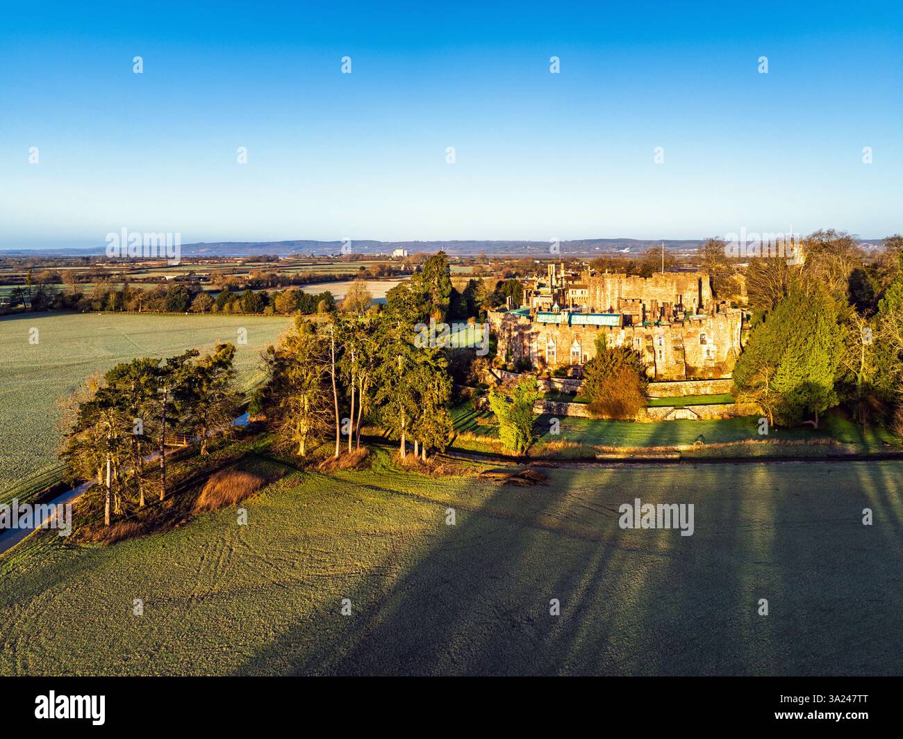 Berkeley Castle from a drone, Berkeley, Cotswolds, Gloucestershire ...
