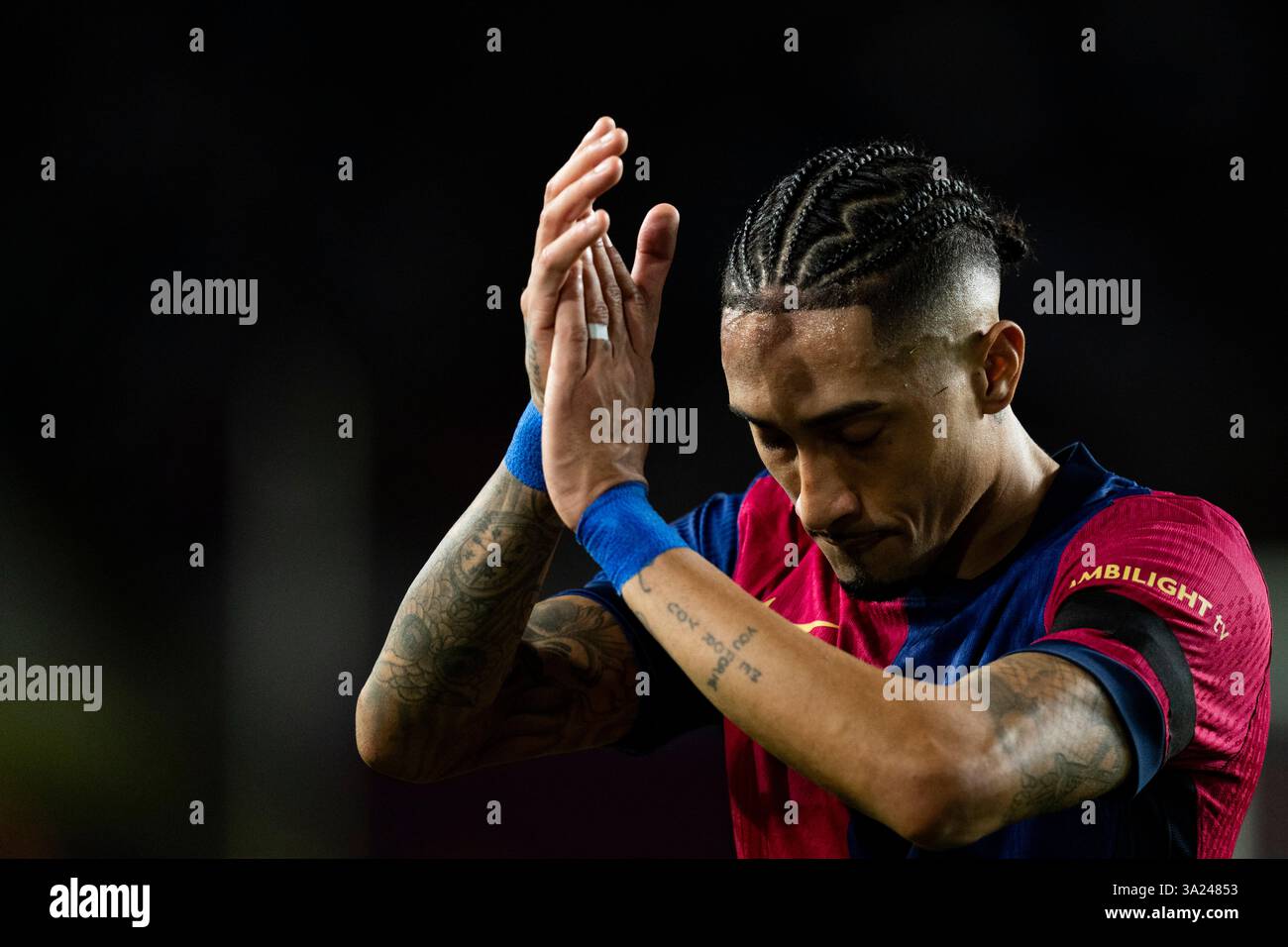 Barcelona, Spain. 11th Mar, 2025. Raphina (FC Barcelona) reacts during ...