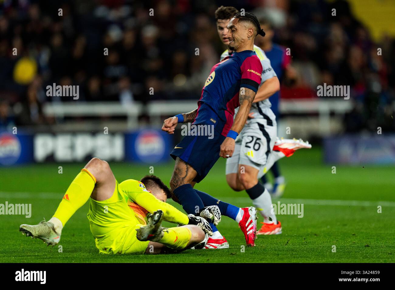 Barcelona, Spain. 11th Mar, 2025. Raphina (FC Barcelona) duels for the ...