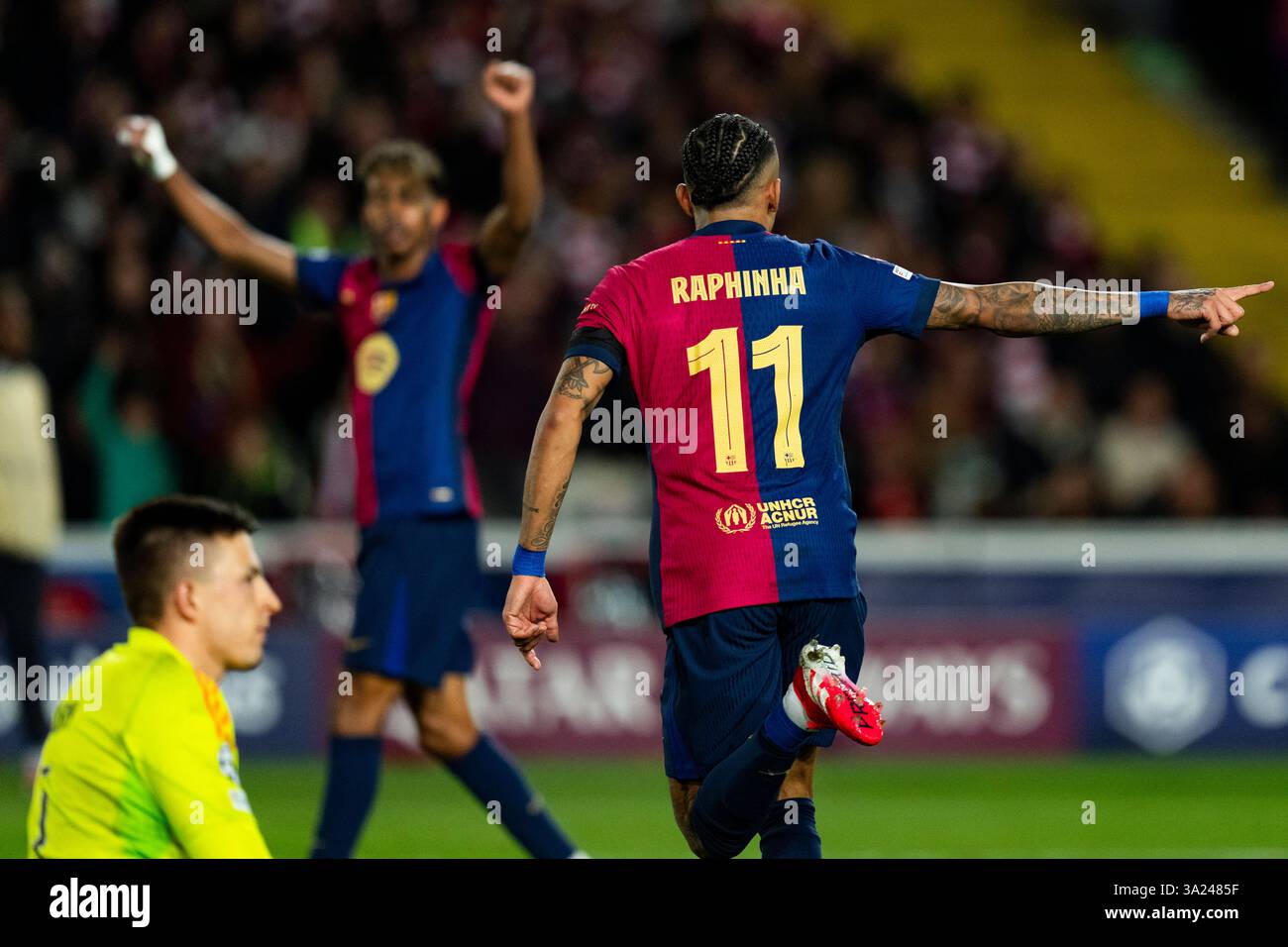 Barcelona, Spain. 11th Mar, 2025. Raphina (FC Barcelona) celebrates ...