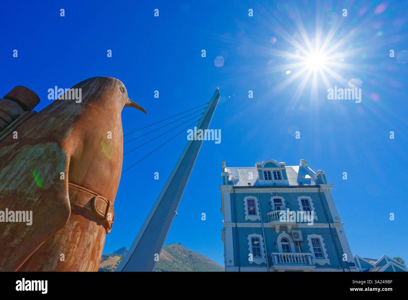 Harbor complex, penguin statue, Old Port Captain's Building, Victoria ...