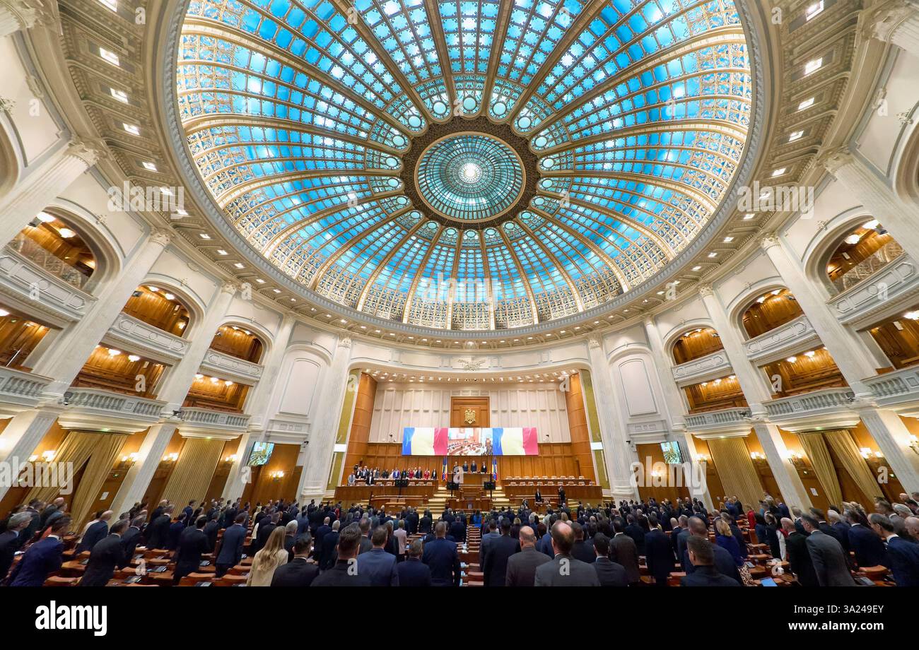 Bucharest, Romania. 11th Mar, 2025: The plenary hall of the Chamber of ...