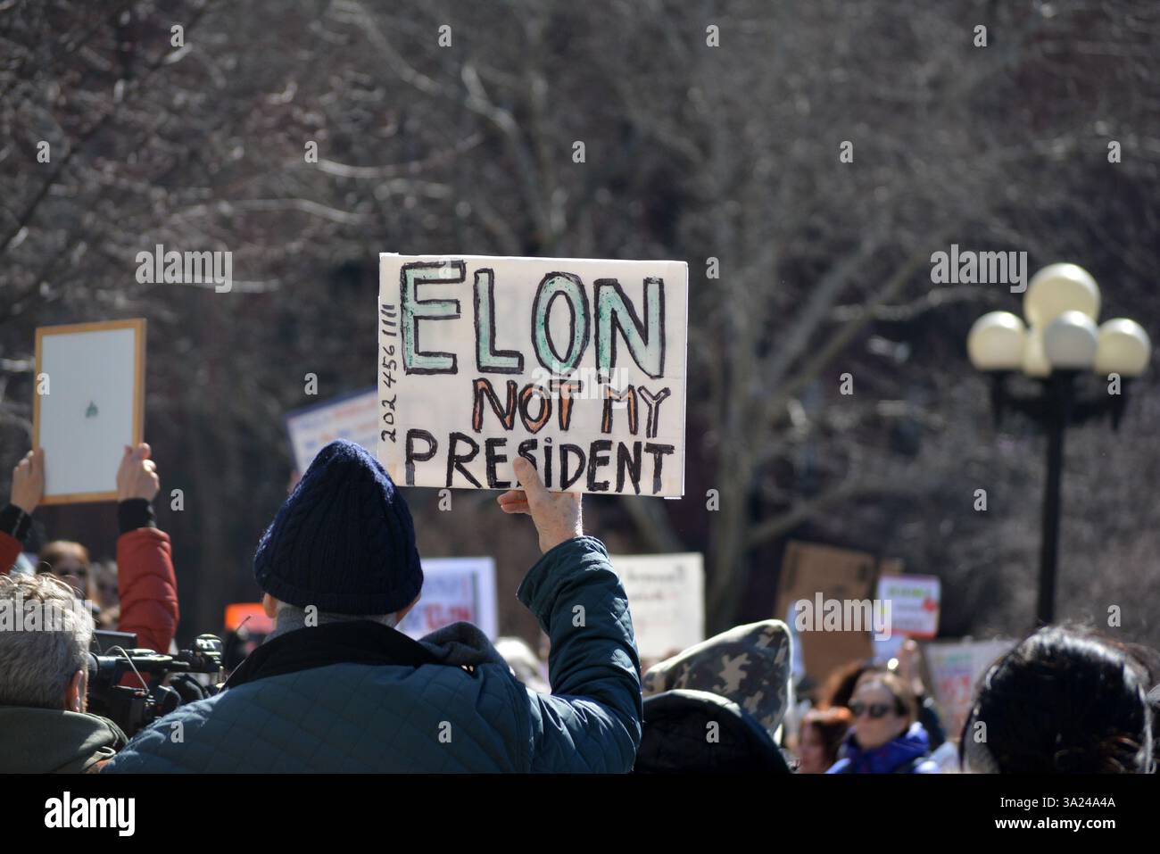 Anti-Elon Musk sign at a Stand up for Science demonstration in ...