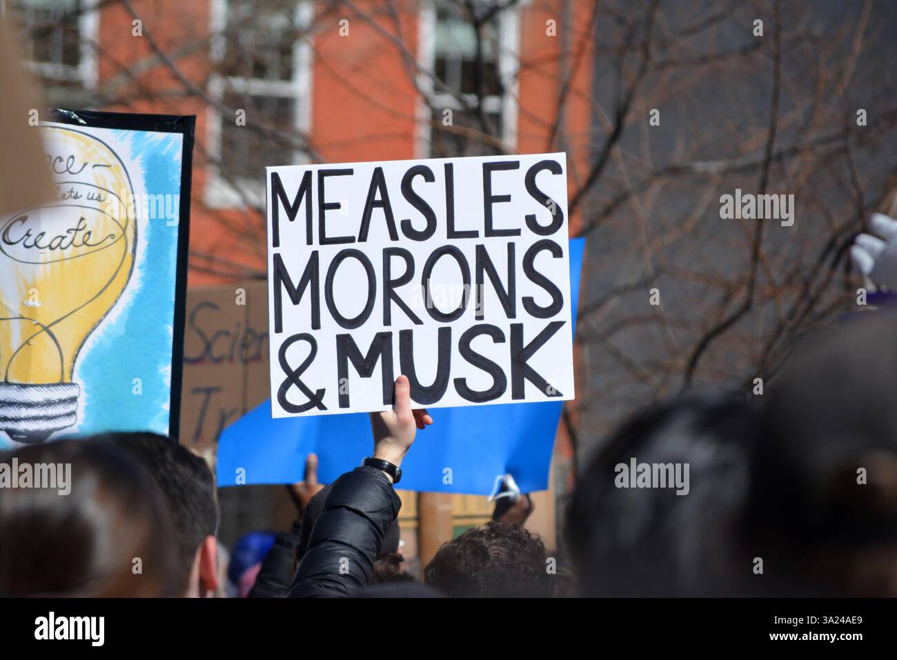 Pro-Vaccine sign at a Stand up for Science demonstration in Washington ...