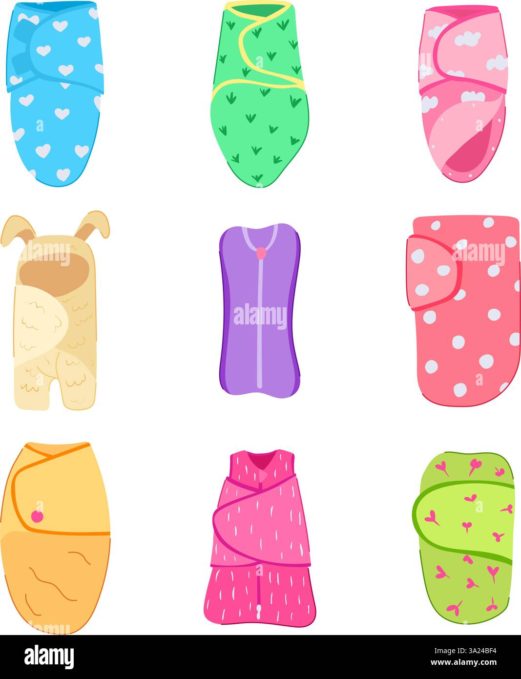 swaddle wrap set cartoon vector illustration Stock Vector Image & Art ...