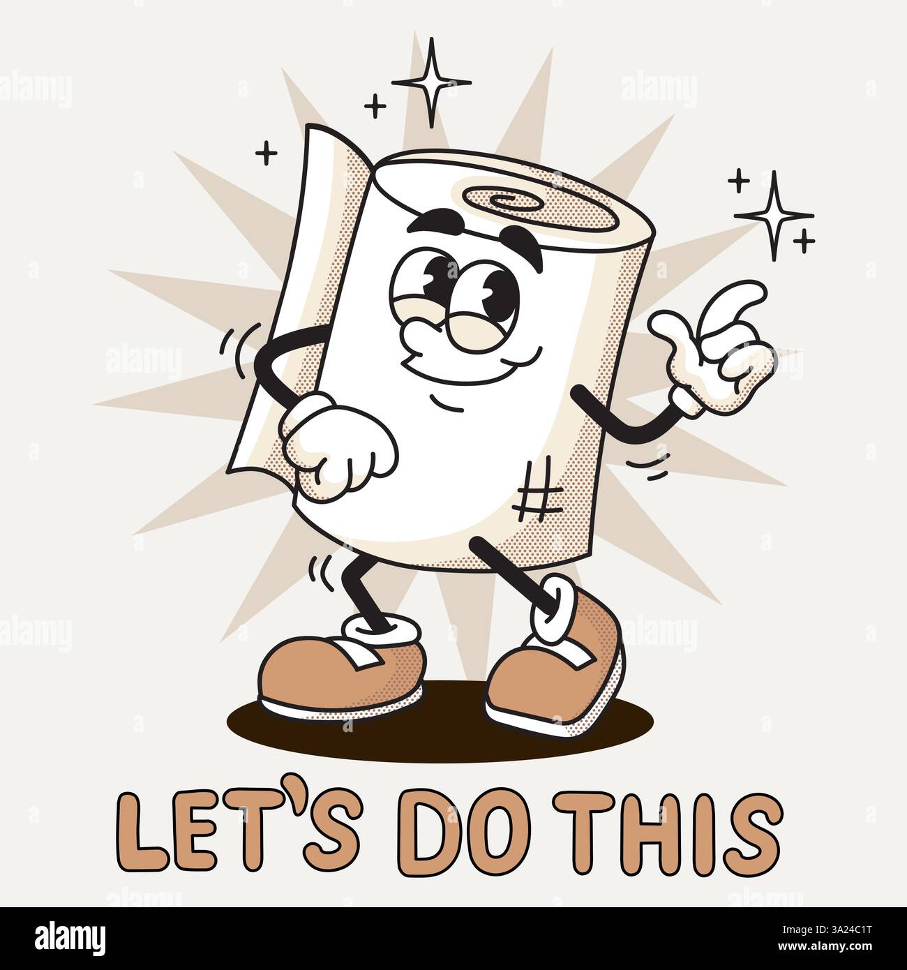 Retro cartoon character toilet paper vector illustration Stock Vector ...