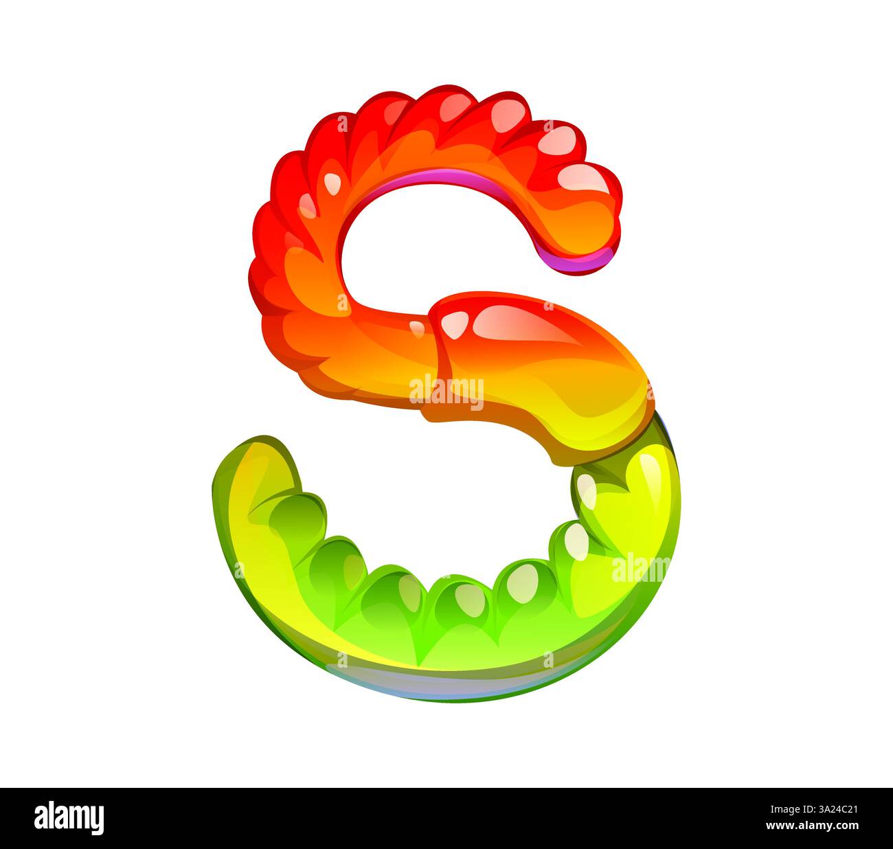 Fast food jelly worm snack alphabet font letter S. Takeaway menu ...