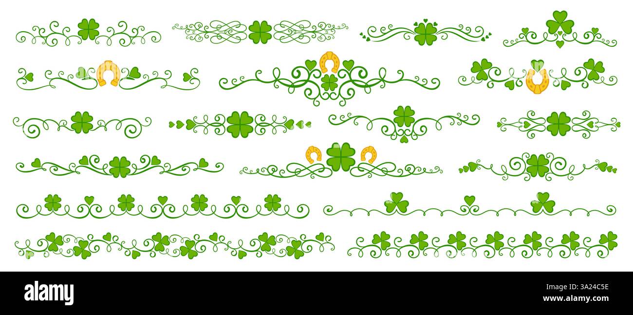 Shamrock clover dividers and borders of st Patrick day holiday. Green ...