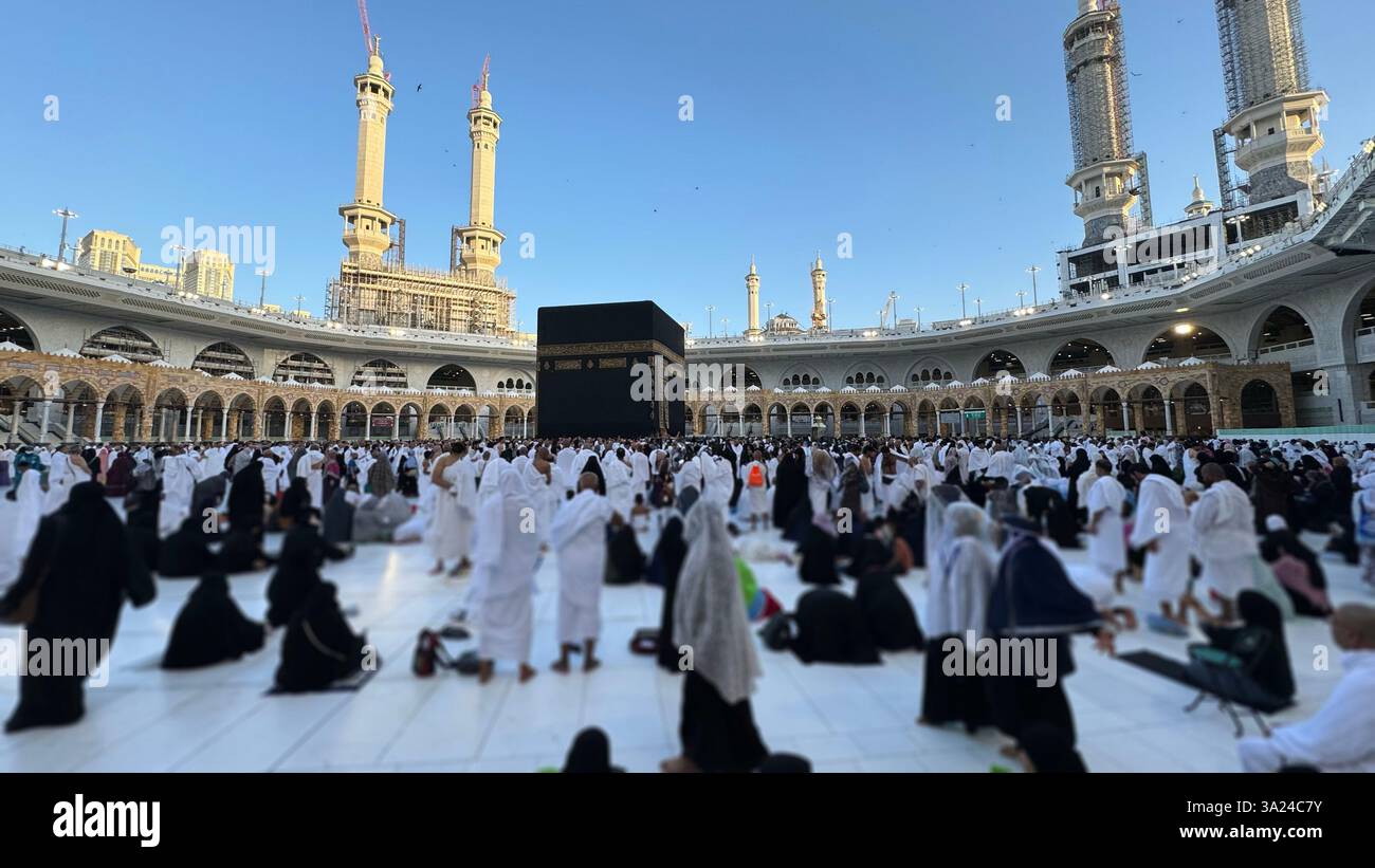 Muslim pilgrims perform Tawaf around the Kaaba after dawn prayer at ...