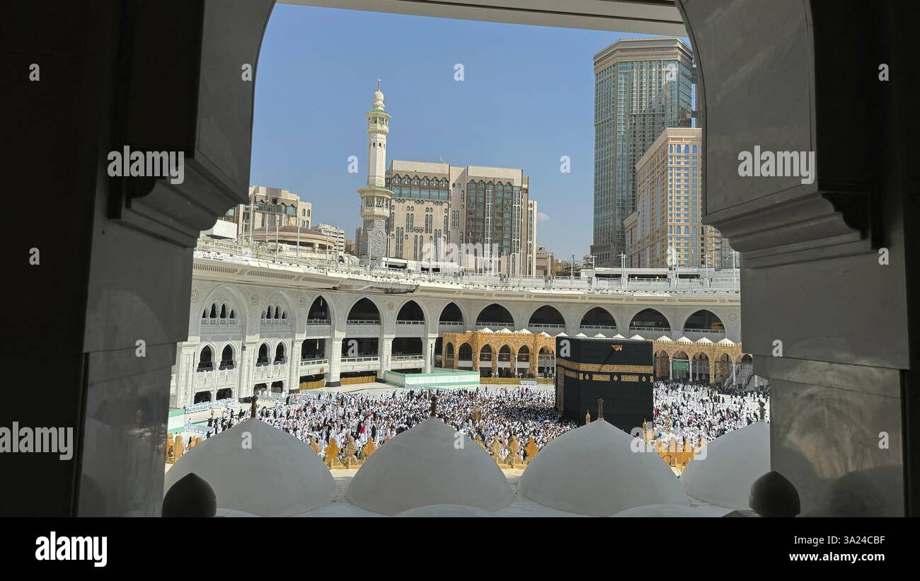 Muslim pilgrims perform Tawaf around the Kaaba after dawn prayer at ...